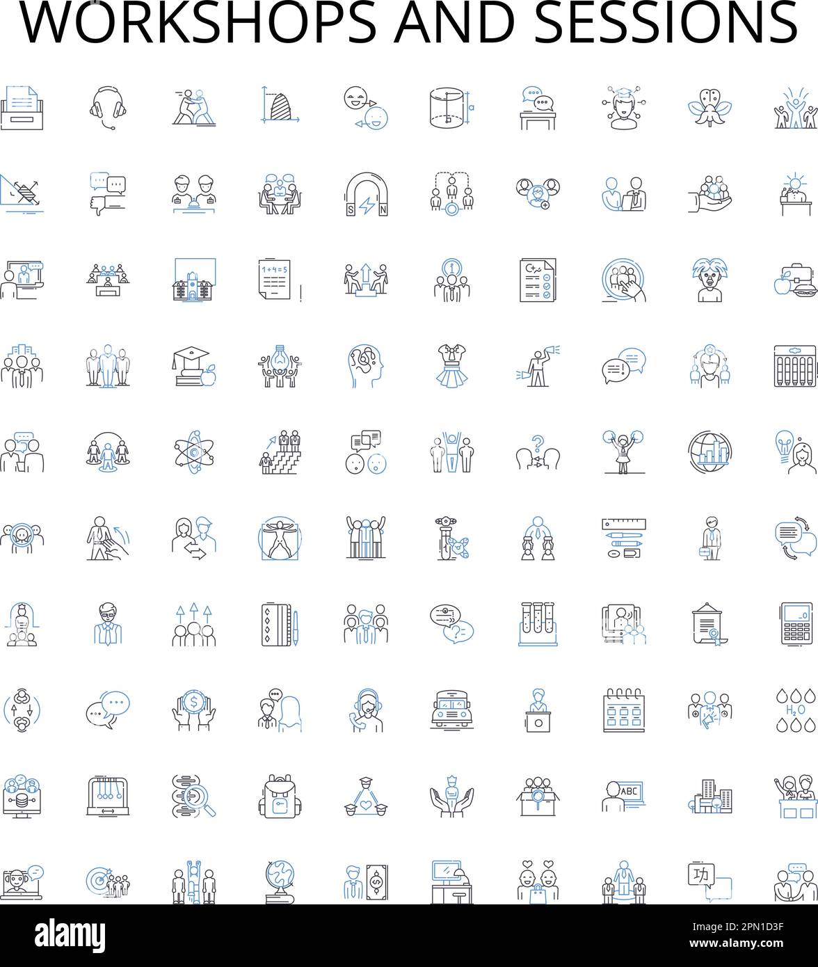 workshops and sessions outline icons collection. workshops, sessions ...