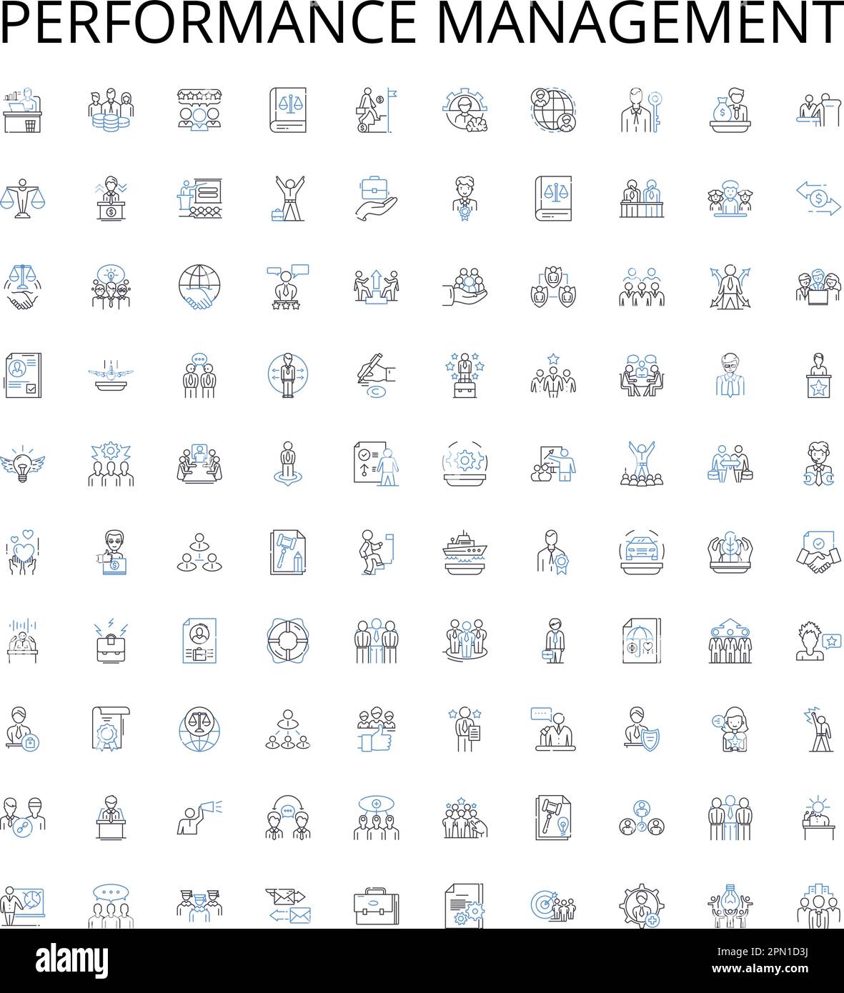 Performance management outline icons collection. Performance ...