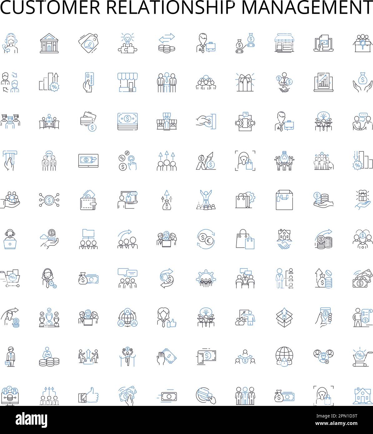 Customer Relationship Management Outline Icons Collection Crm