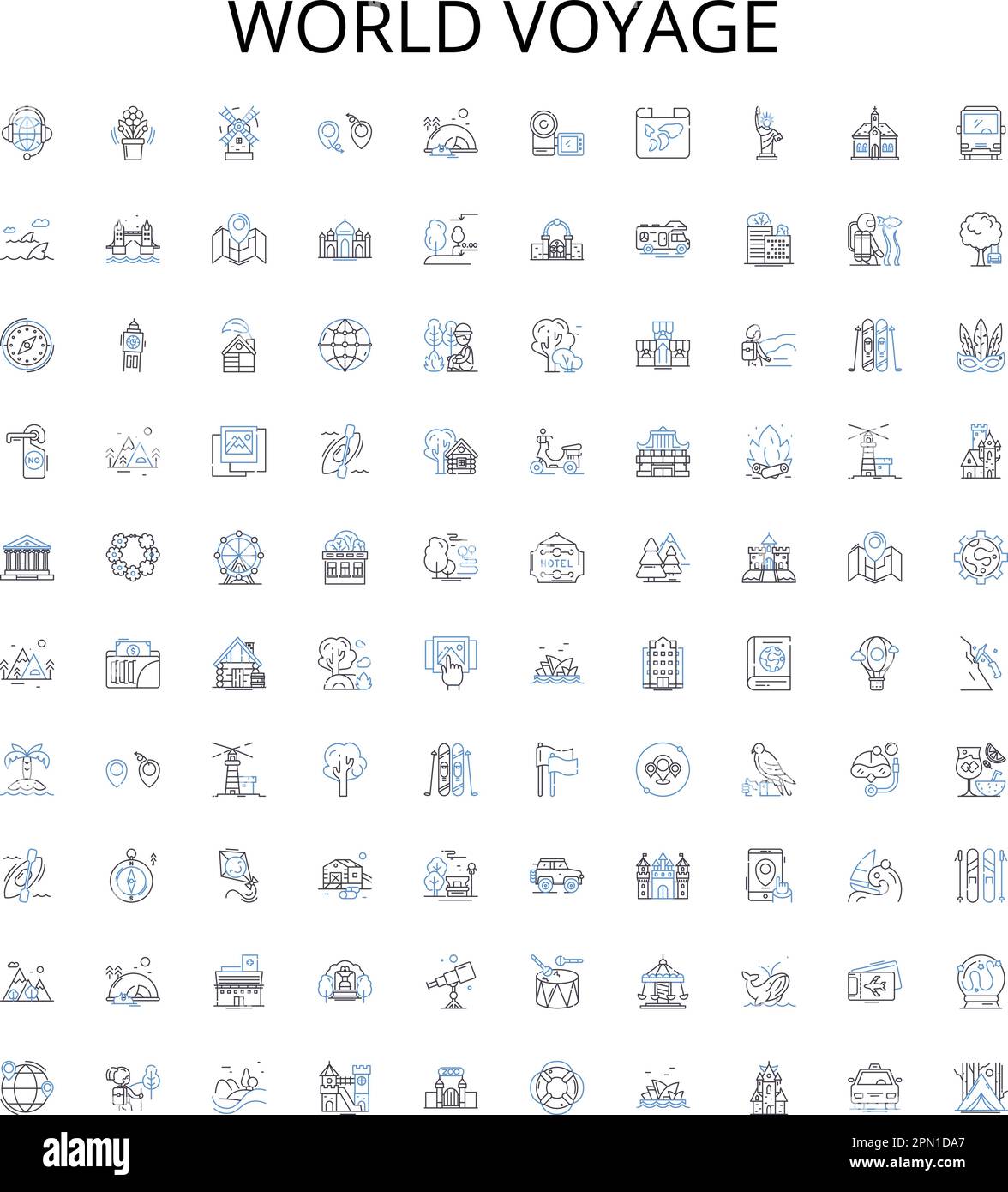 World voyage outline icons collection. Voyage, World, Tour, Journey ...