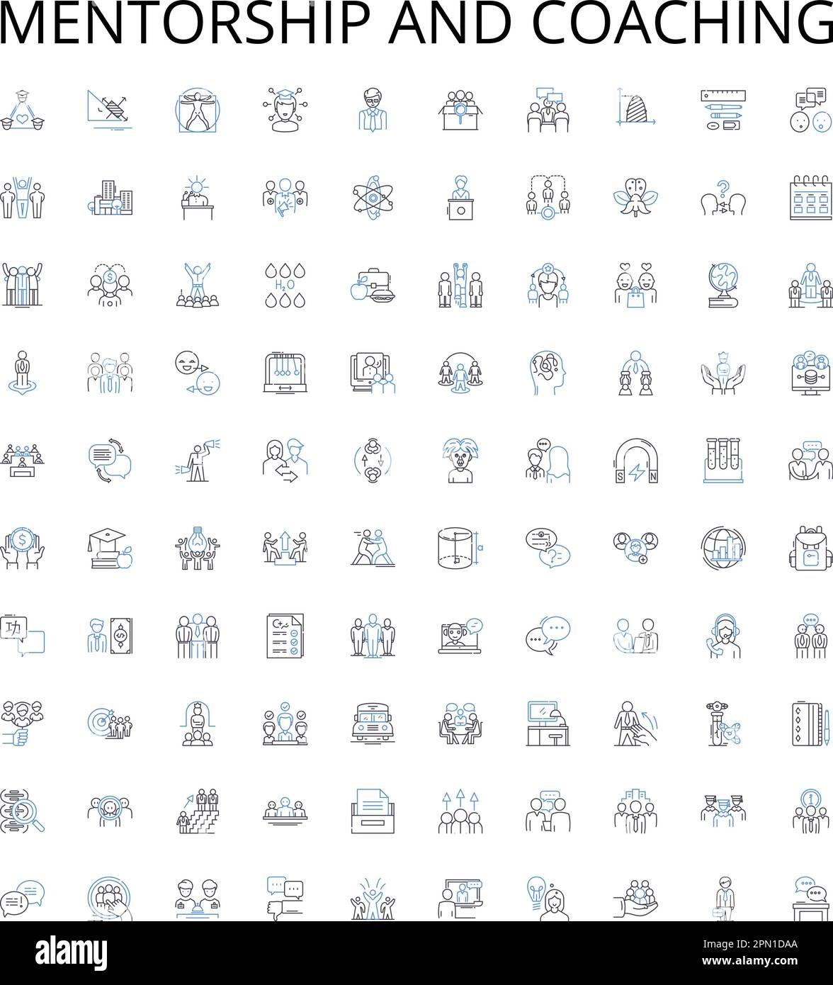 Mentorship and coaching outline icons collection. Mentorship, Coaching ...