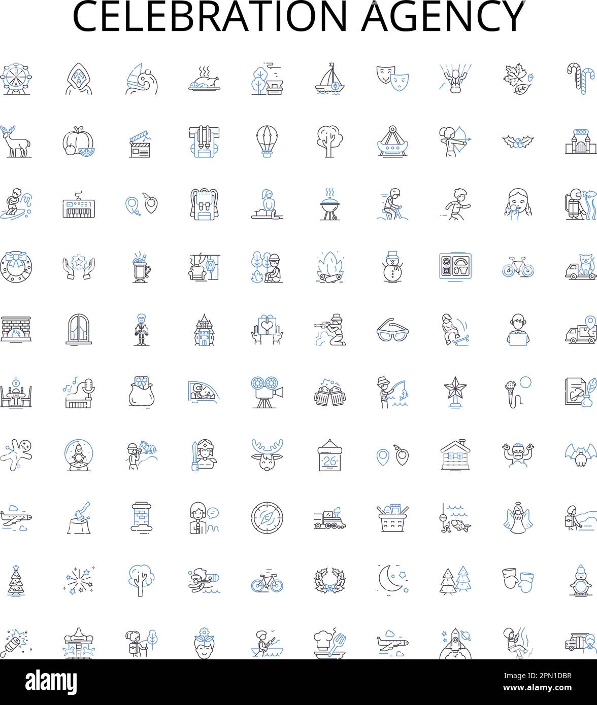 Celebration agency outline icons collection. Organizers, Events, Party ...