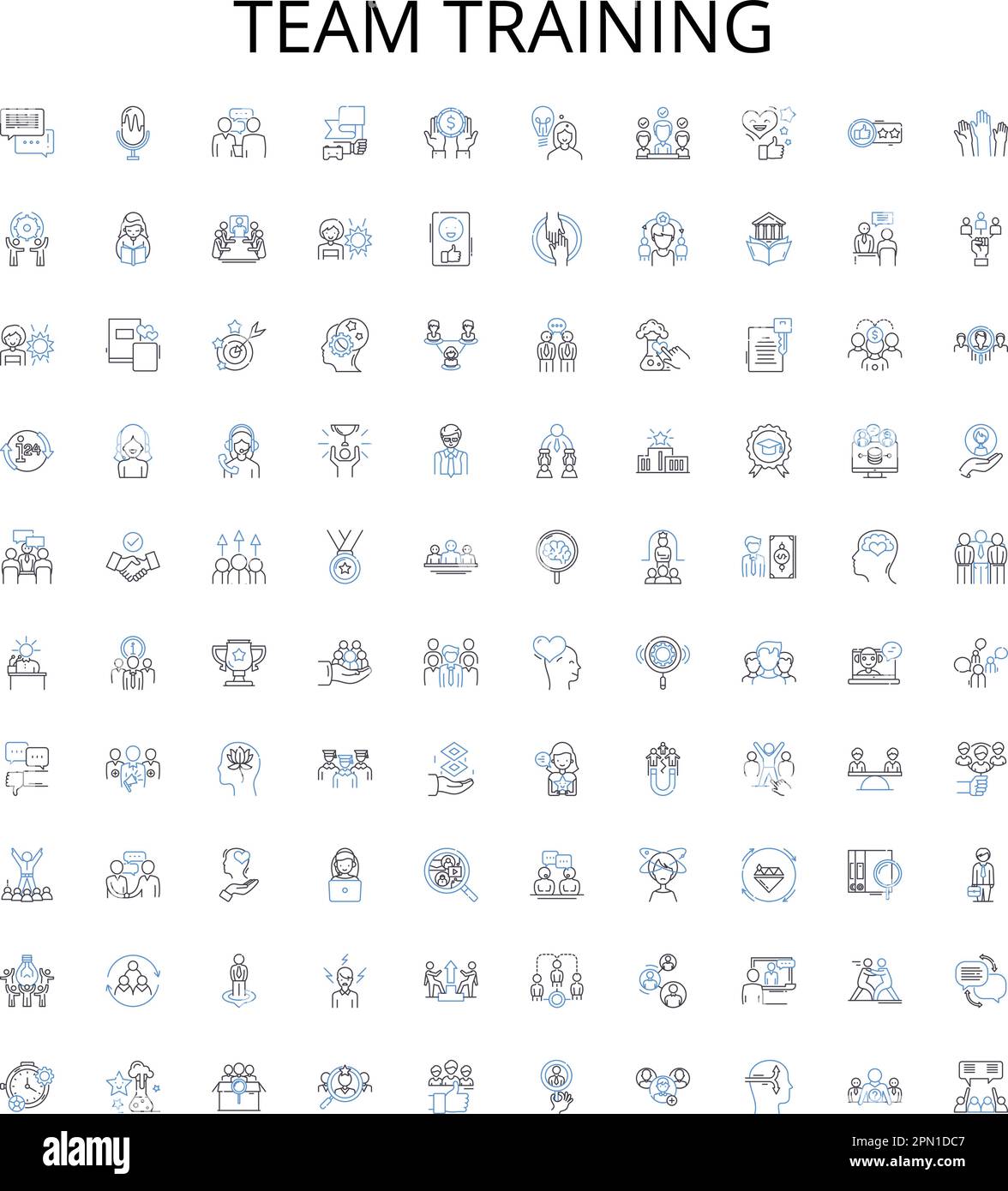 Team training outline icons collection. Team-building, Collaboration ...