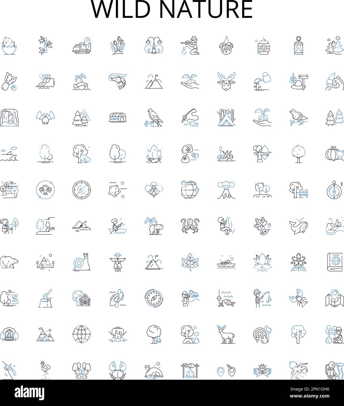 Wild nature outline icons collection. Wild, Nature, Animals, Wilderness ...