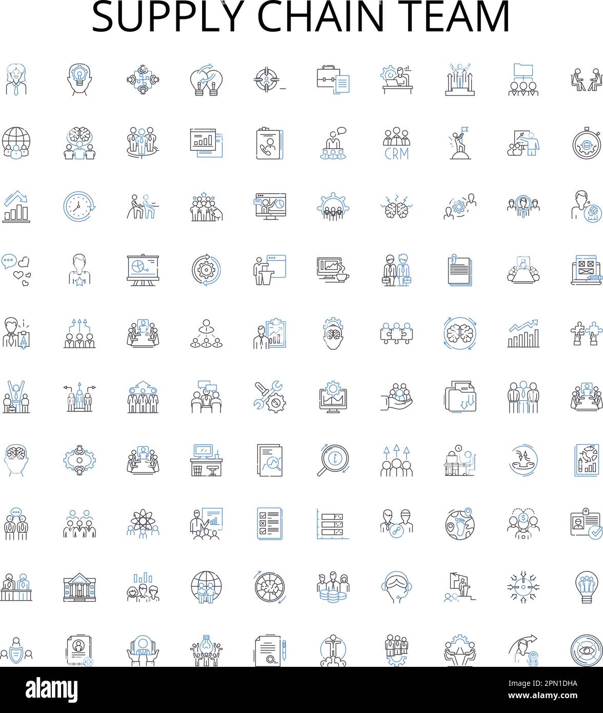 Supply chain team outline icons collection. Supply, chain, team ...
