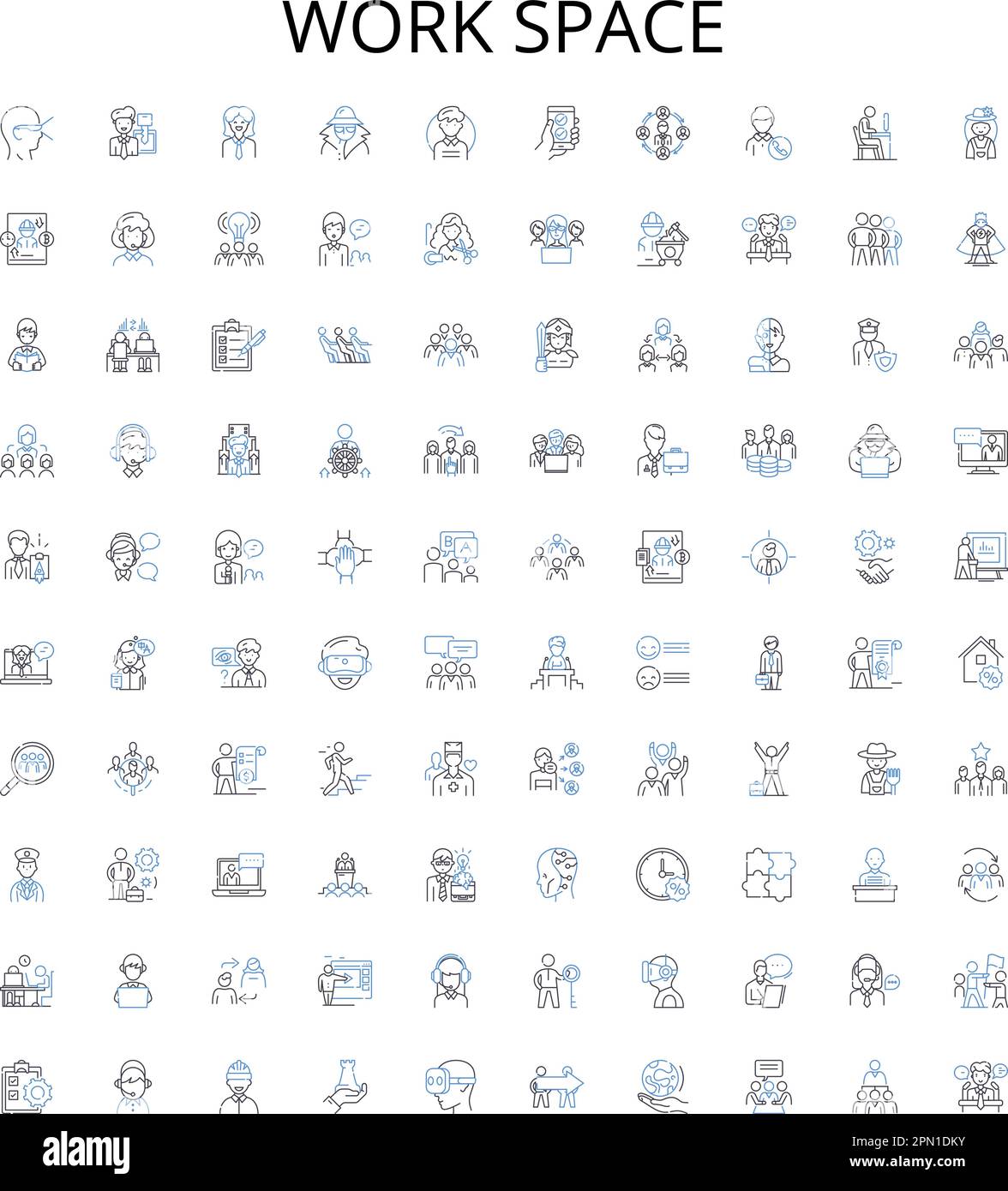 Work space outline icons collection. Office, Area, Desk, Environment ...