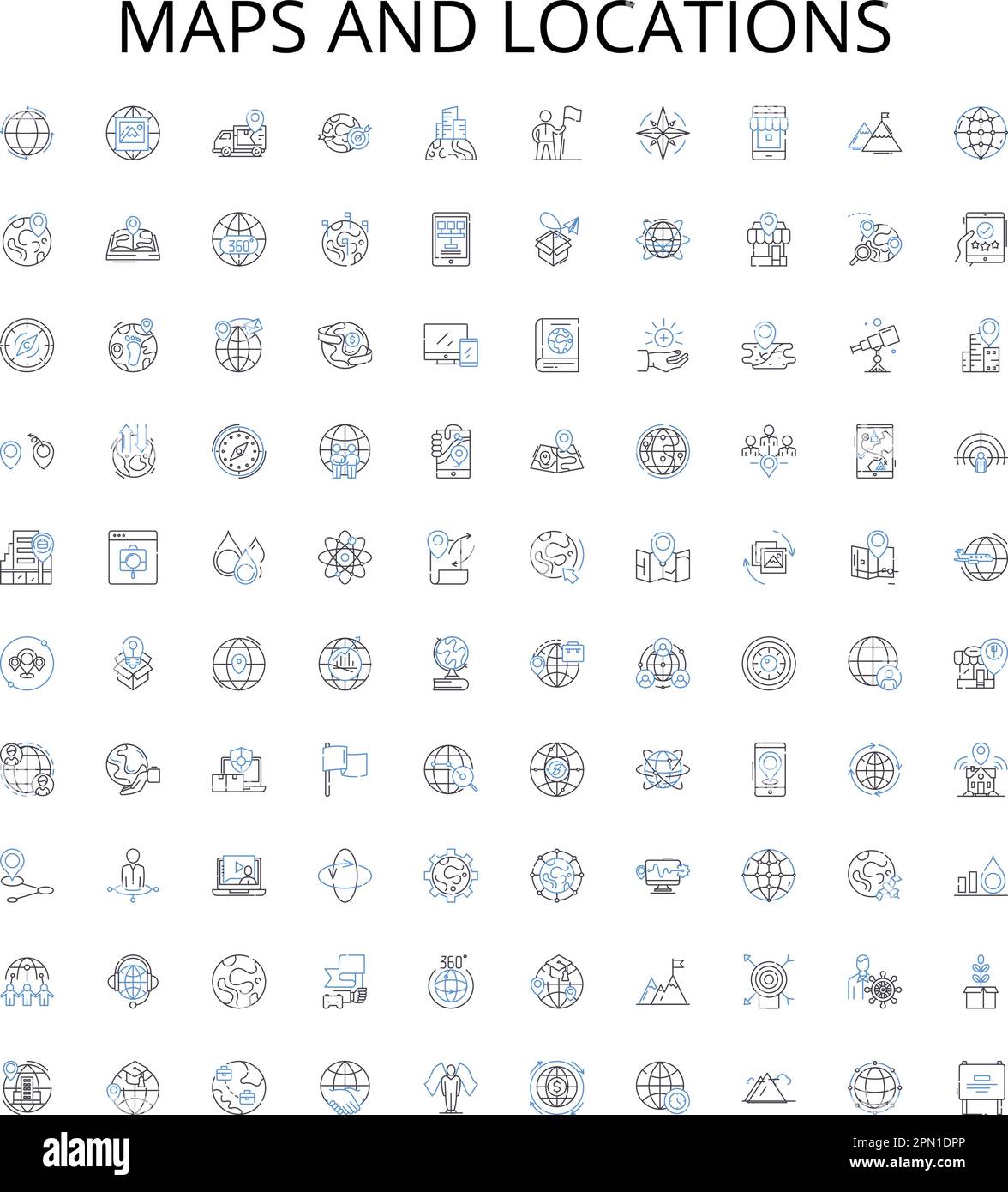 Maps And Locations Outline Icons Collection Maps Locations Geography