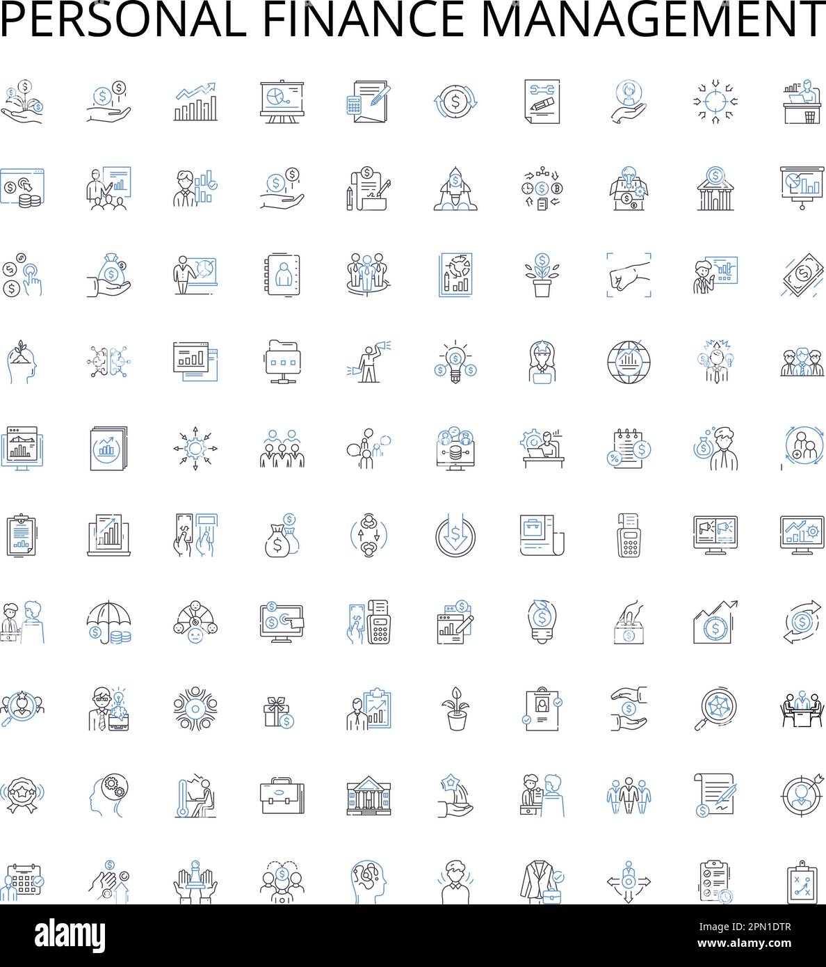 Personal Finance Management outline icons collection. Budgeting, Saving ...
