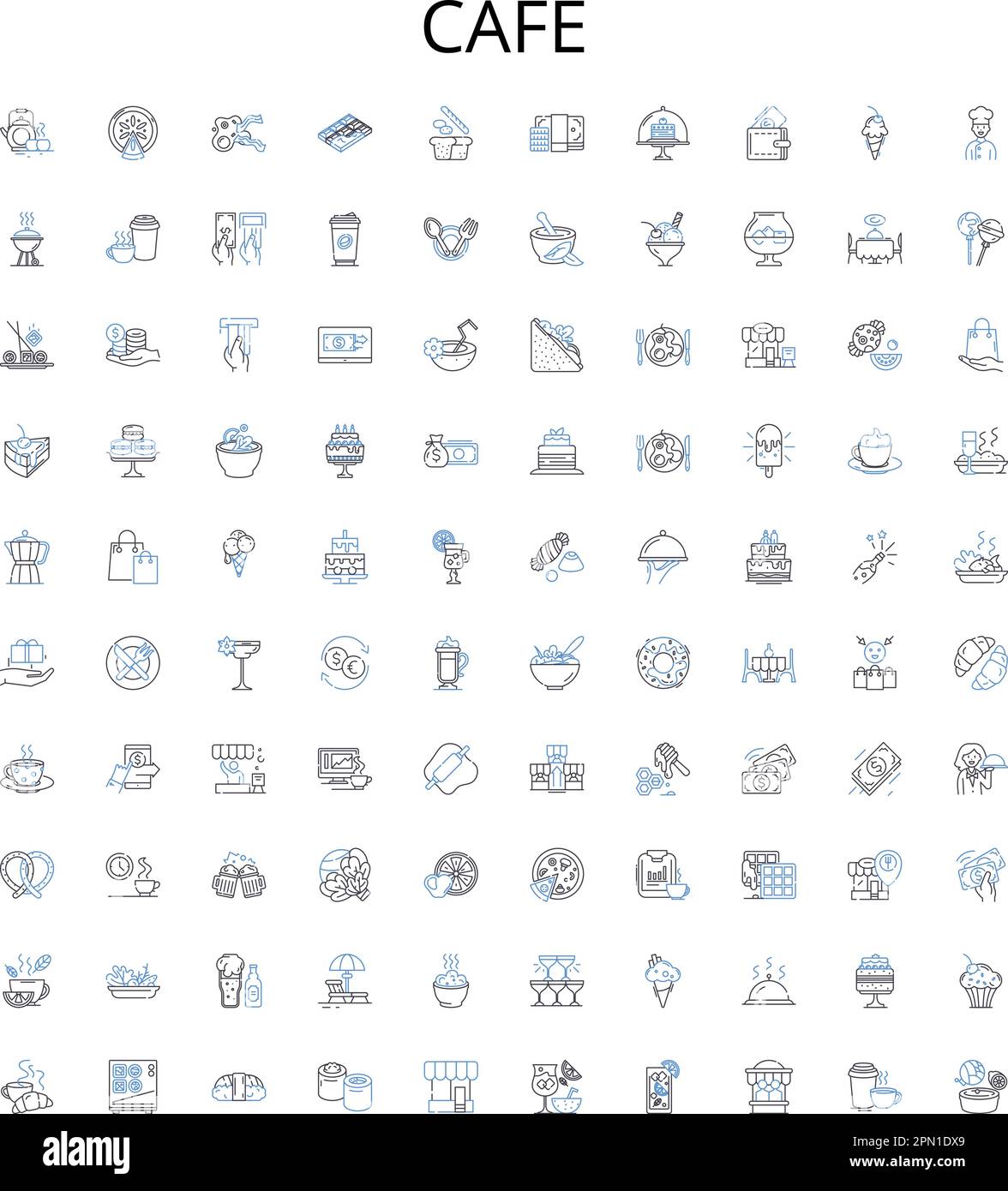 Cafe outline icons collection. Cafe, Coffee, Espresso, Latte ...