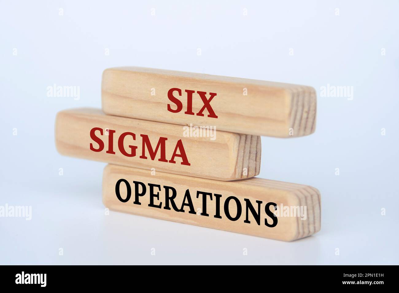Six Sigma operations text on wooden blocks. Business culture and ...