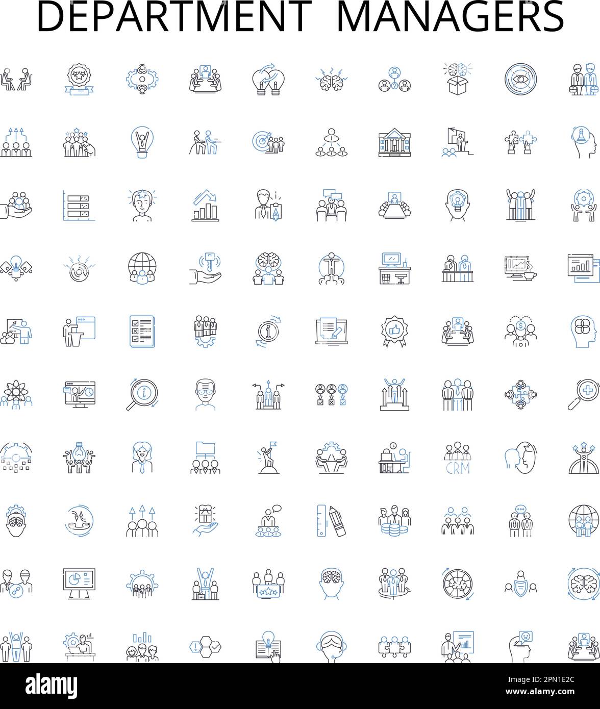 Department managers outline icons collection. Managers, Department ...