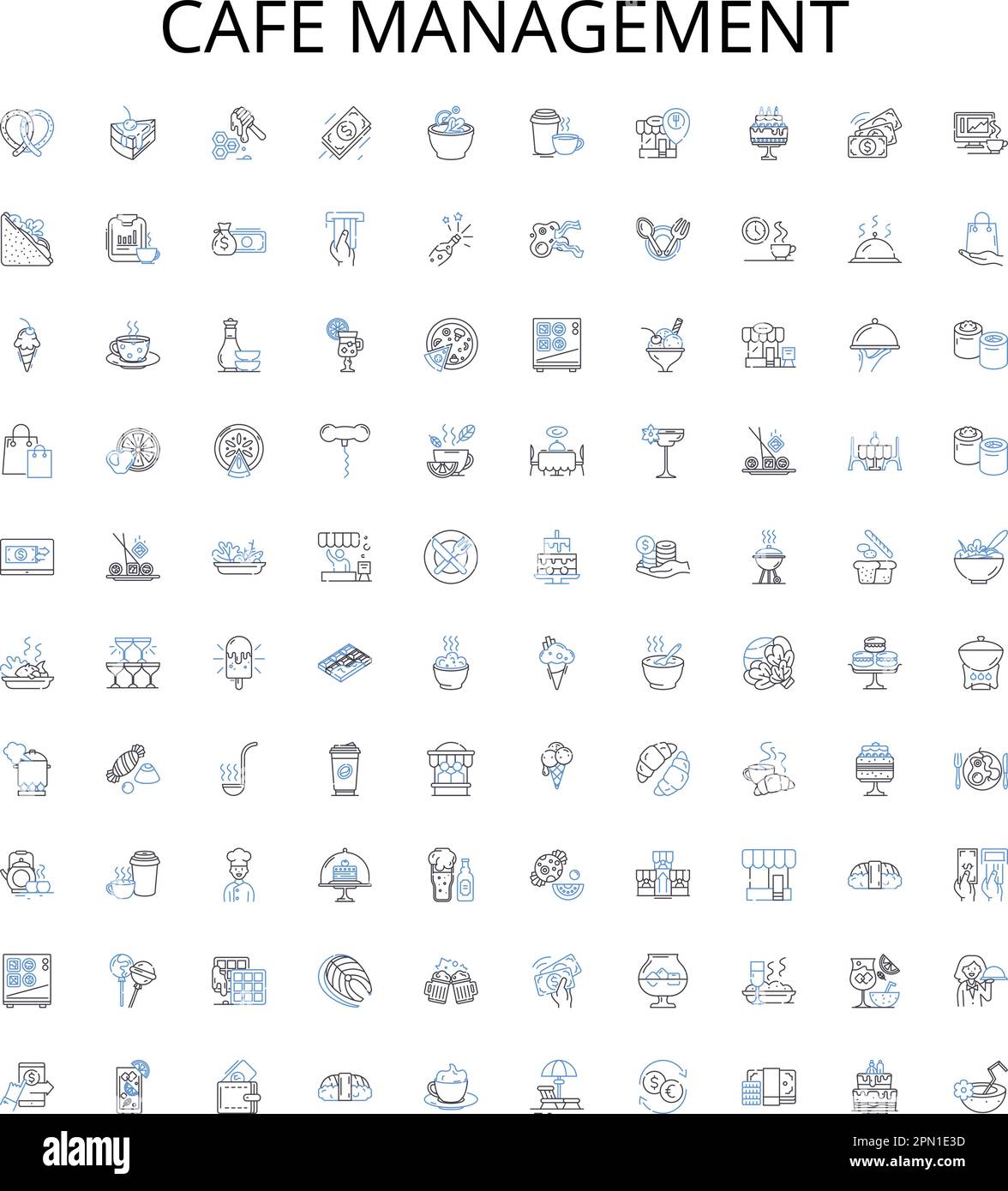 Cafe management outline icons collection. cafe, management, staff ...