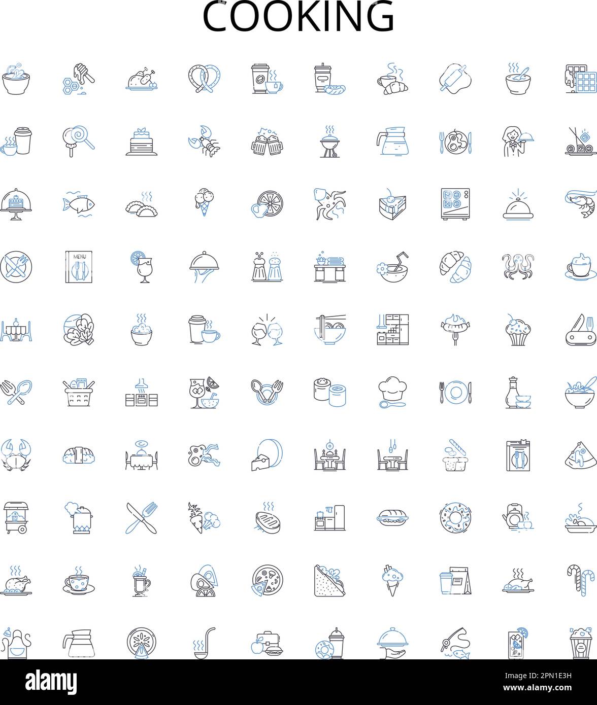 Cooking outline icons collection. Baking, Boiling, Frying, Roasting ...