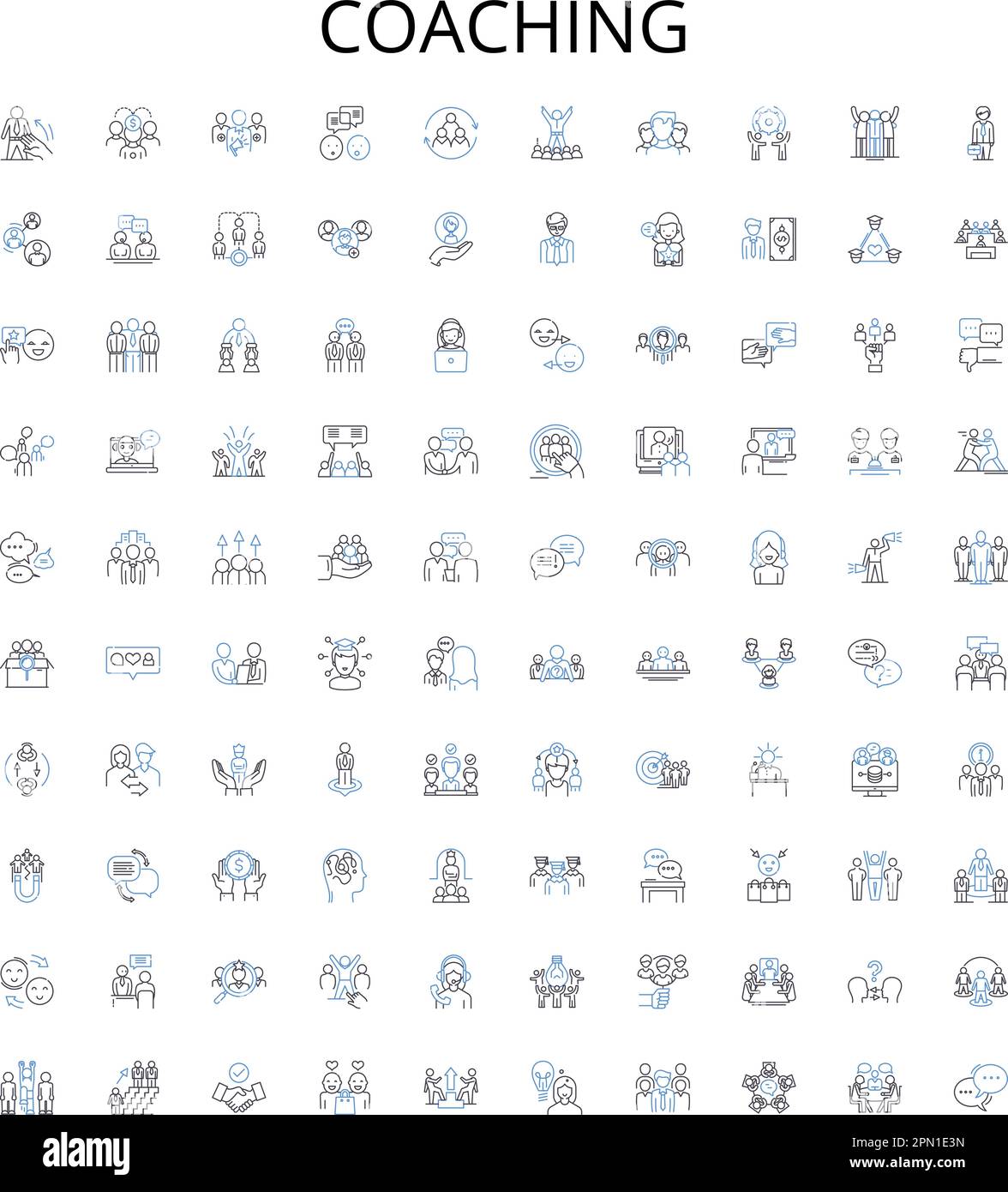 Coaching outline icons collection. Mentoring, Guiding, Instructing ...