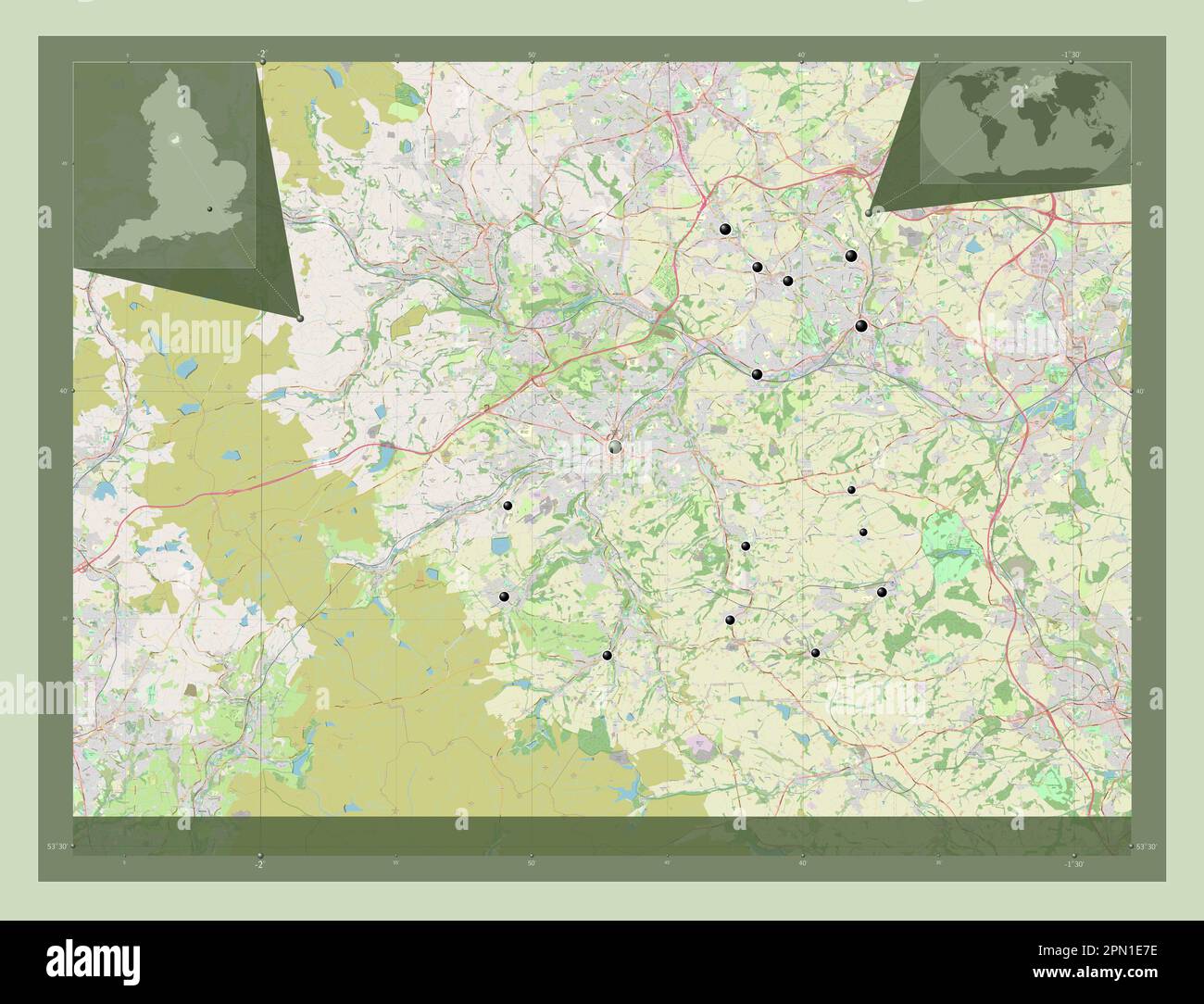 Kirklees, administrative county of England - Great Britain. Open Street ...