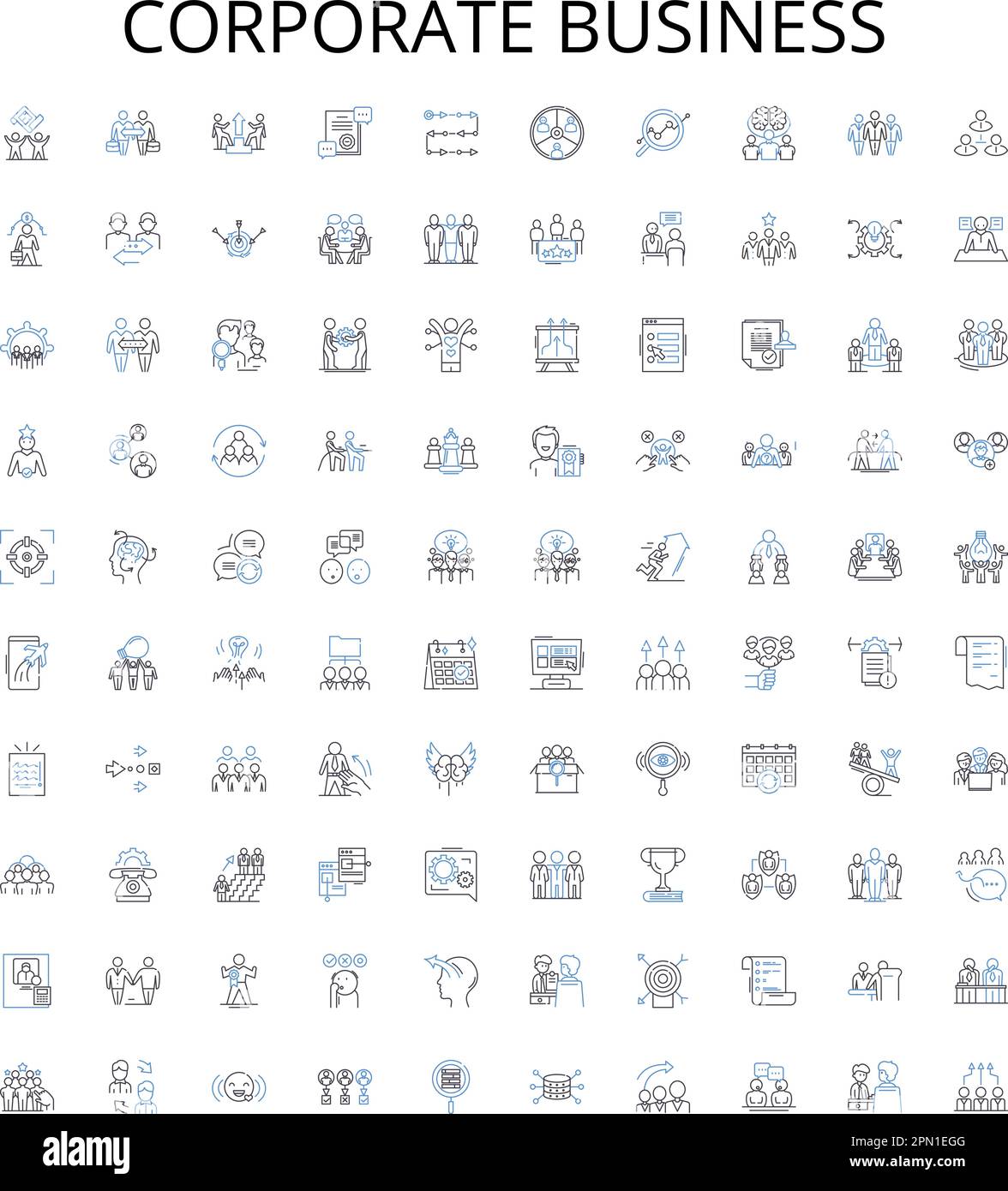 Corporate business outline icons collection. Company, Management ...