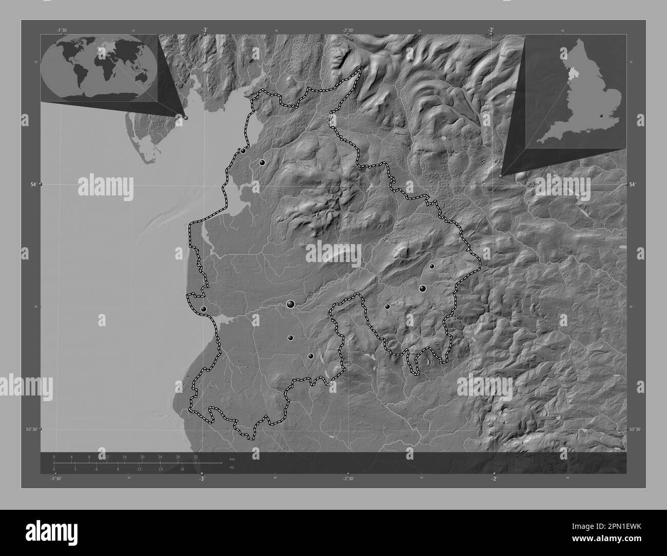 Lancashire, administrative county of England - Great Britain. Bilevel ...