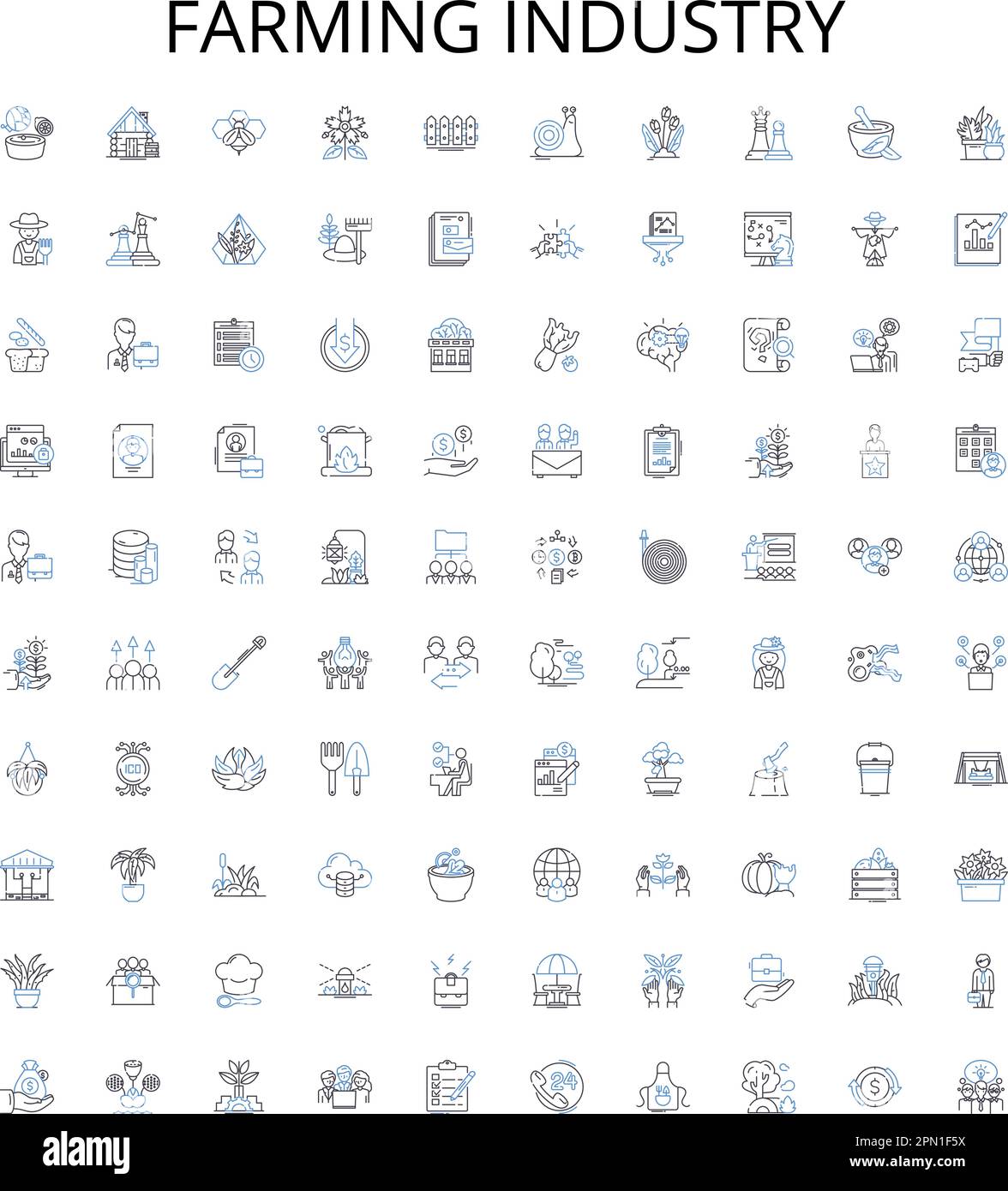 Farming industry outline icons collection. Agriculture, Crops ...