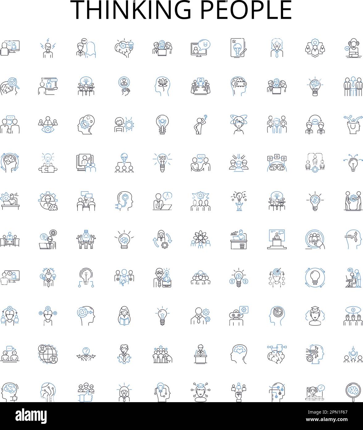Thinking people outline icons collection. Thinking, People ...