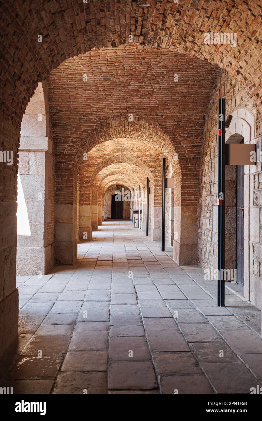 Masonry Arches in the Inner Arcade of Montjuic Castle in Barcelona, Spain Stock Photo - Alamy