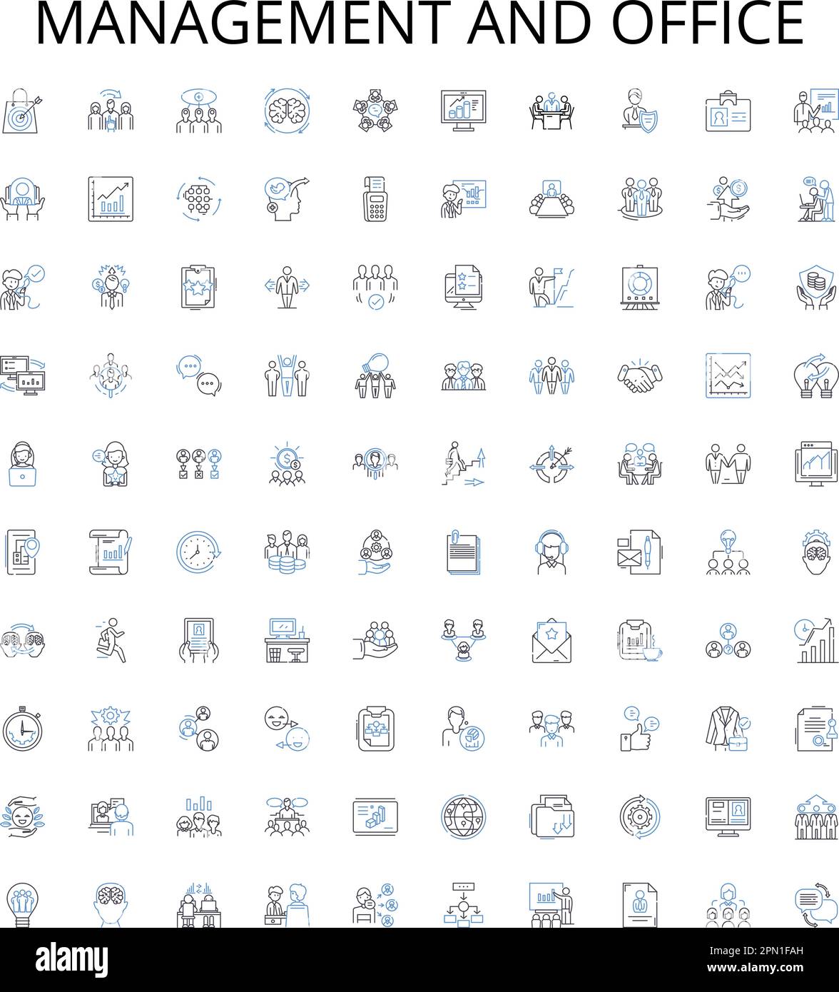 Management and office outline icons collection. Office, Management ...