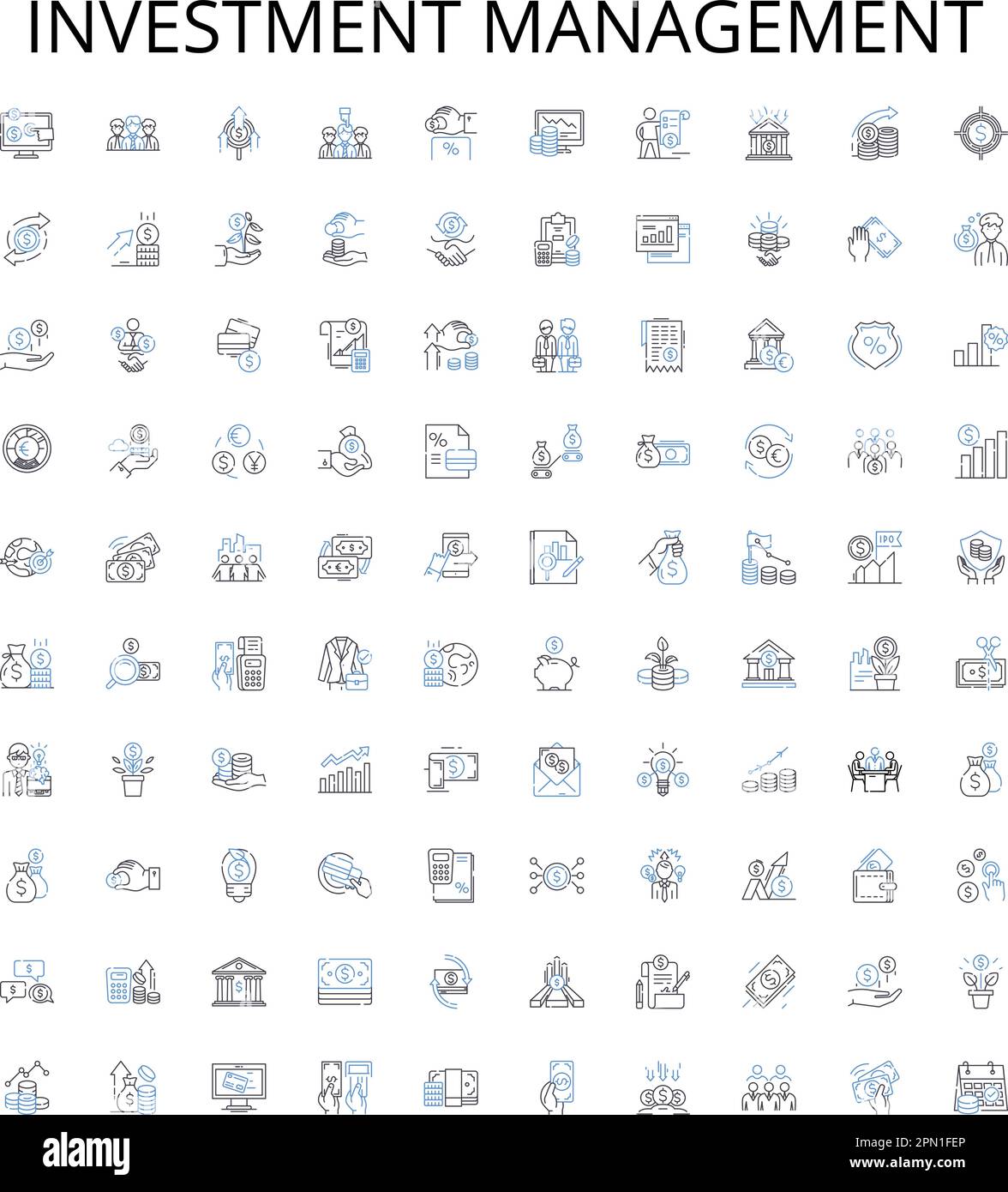Investment management outline icons collection. Invest, Management ...