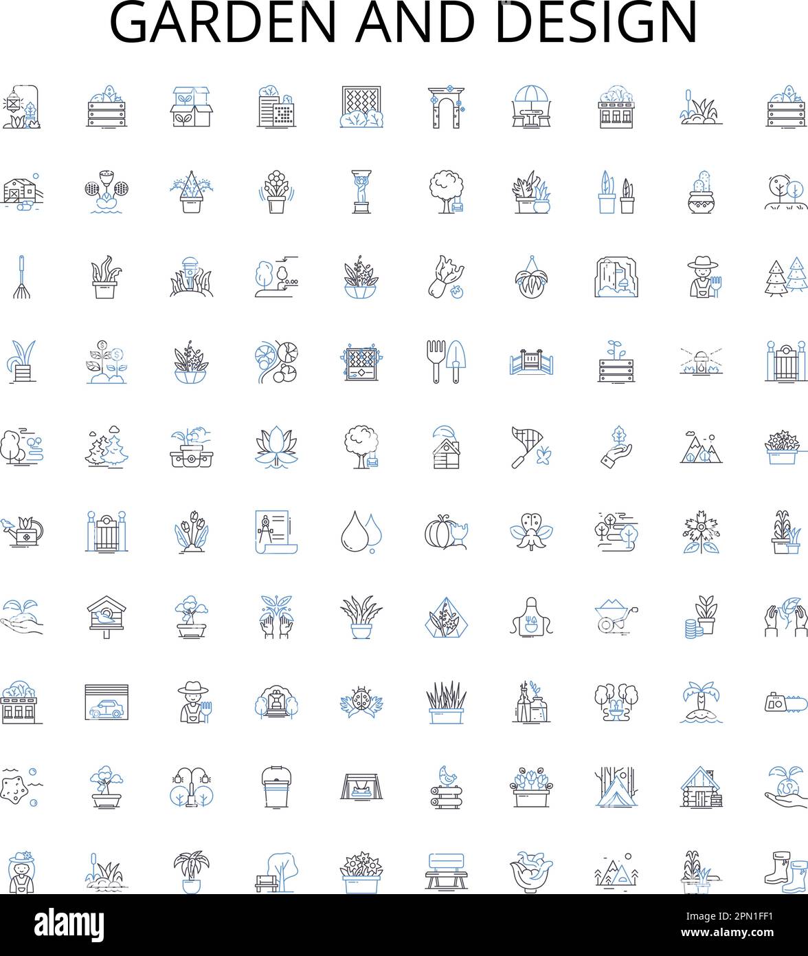 Garden and design outline icons collection. Landscaping, Gardening ...