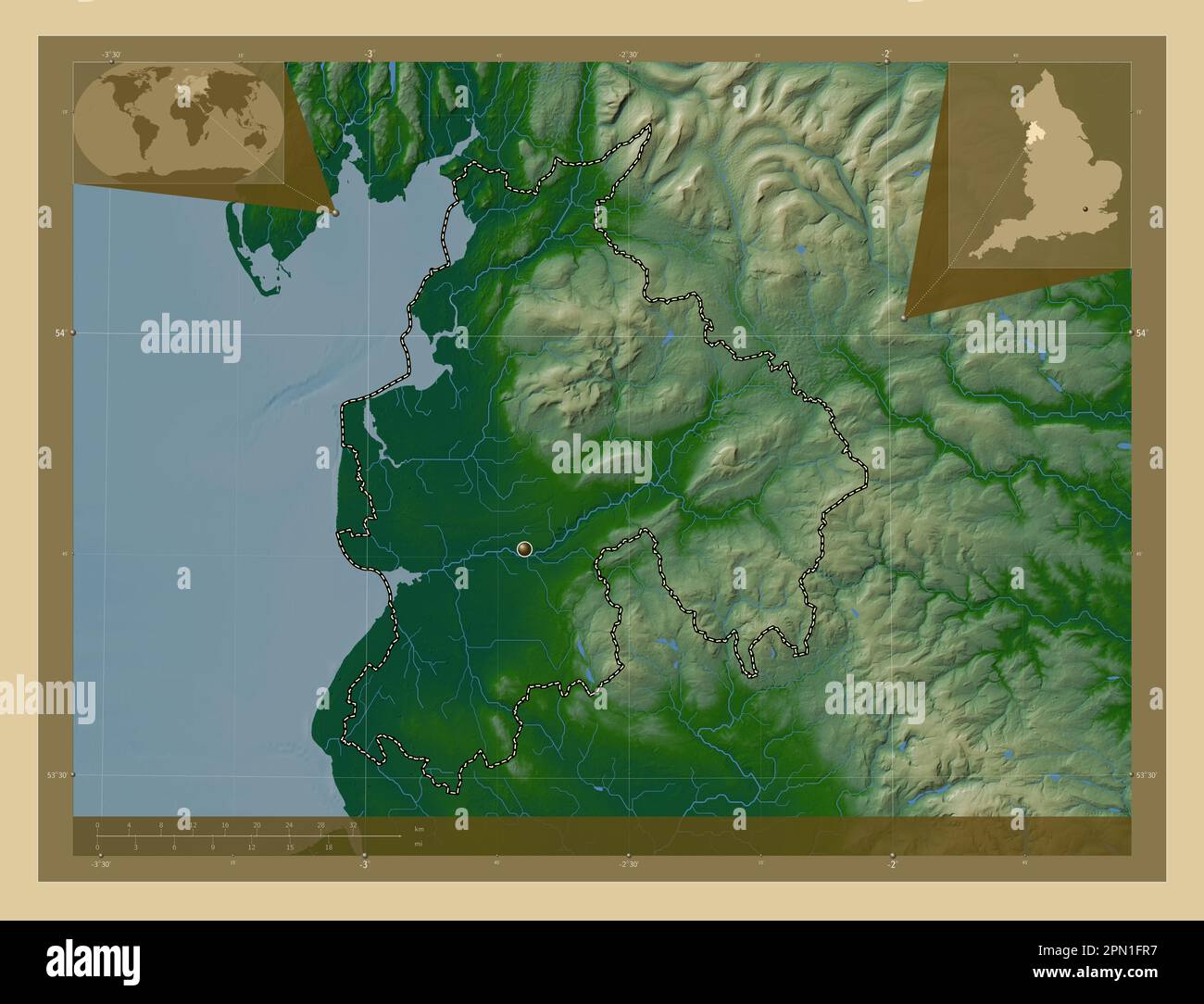 Lancashire, administrative county of England - Great Britain. Colored ...