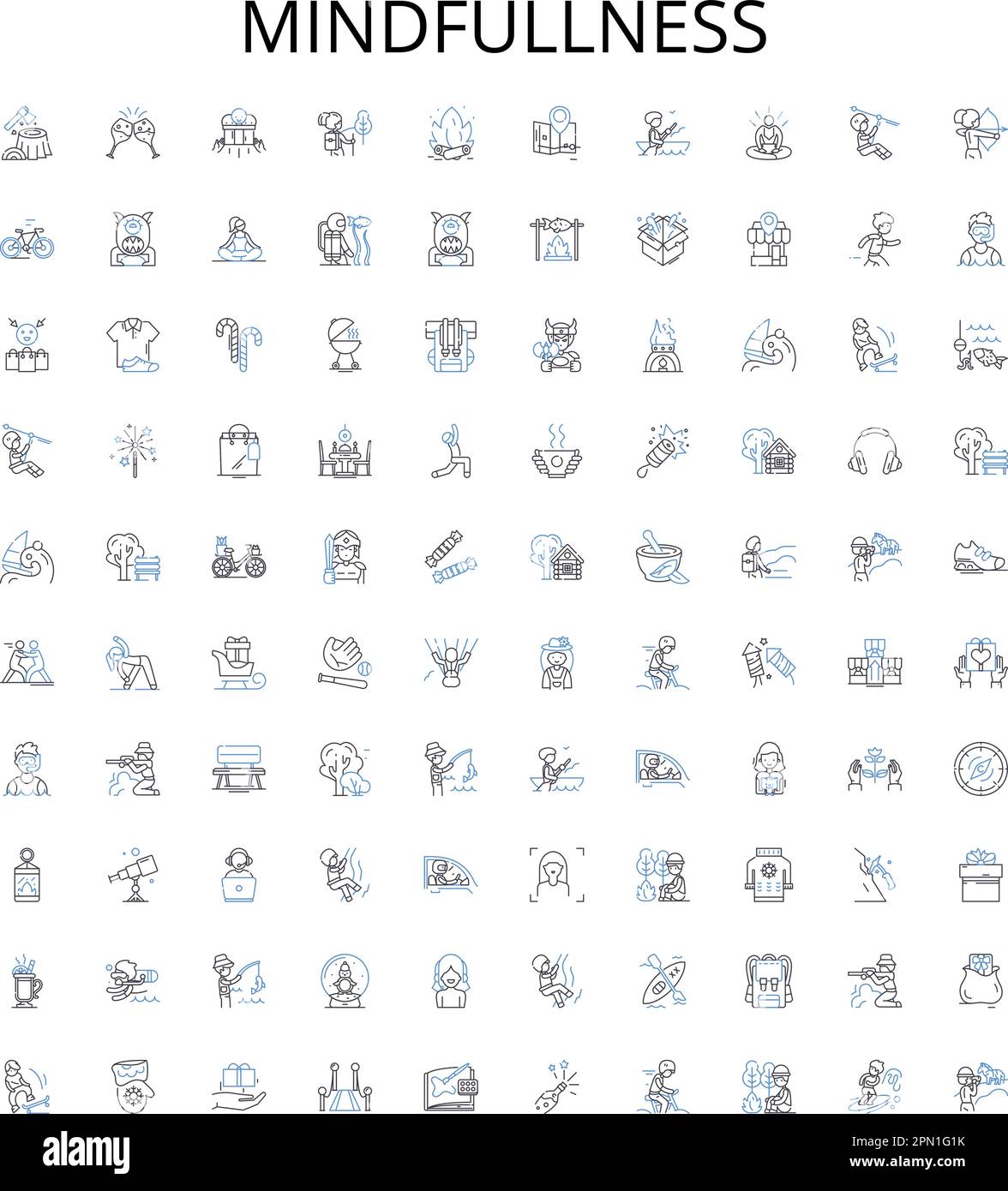 Mindfullness outline icons collection. Meditation, Awareness, Presence ...