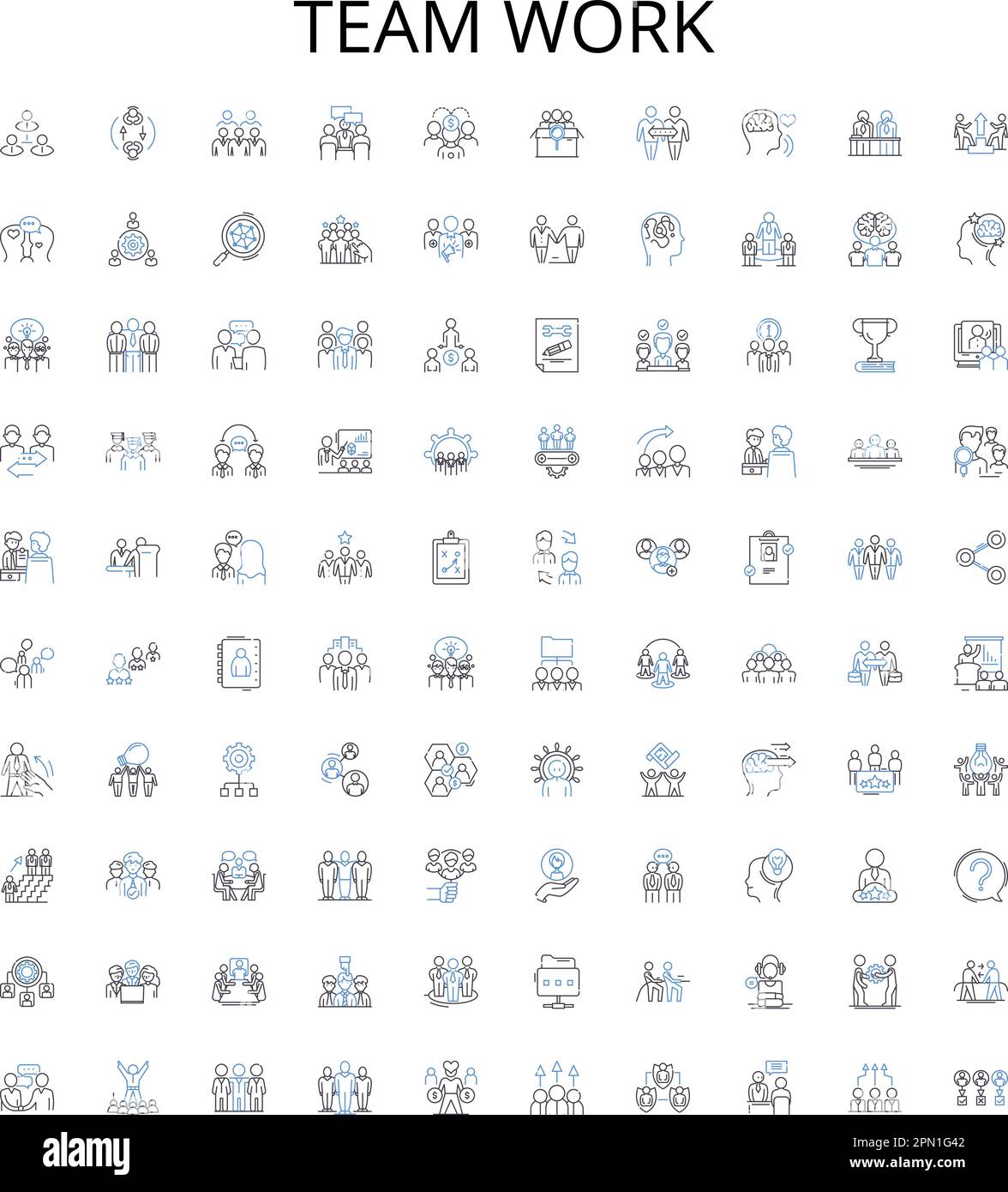 Team work outline icons collection. Collaboration, Cooperation, Unison ...