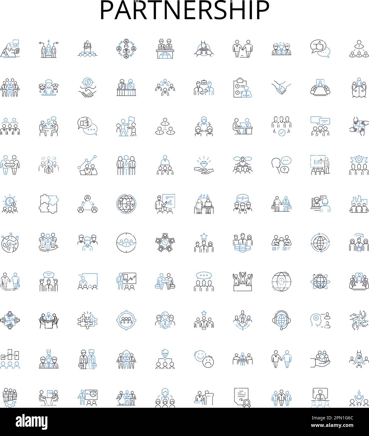 Partnership outline icons collection. Collaboration, Association, Union ...