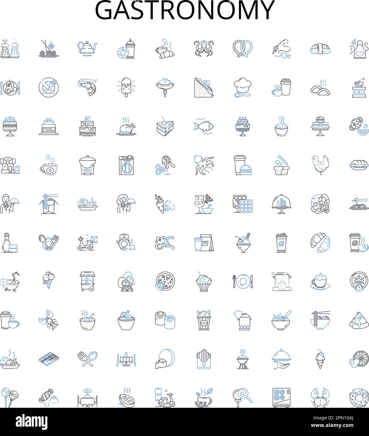 Gastronomy outline icons collection. Cuisine, Cookery, Food, Dishes ...