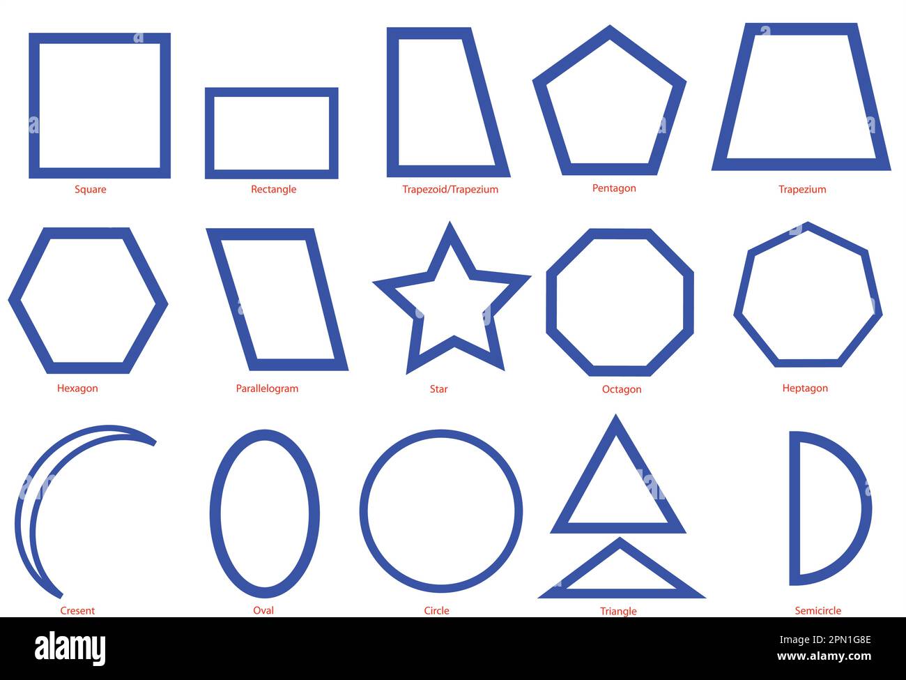 a set of a variety of geometric shapes in blue outline for science and ...