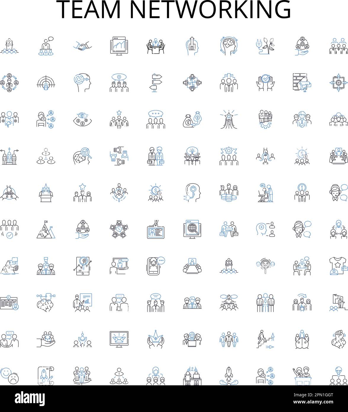 Team networking outline icons collection. Networking, Team, Collaboration, Connecting ...