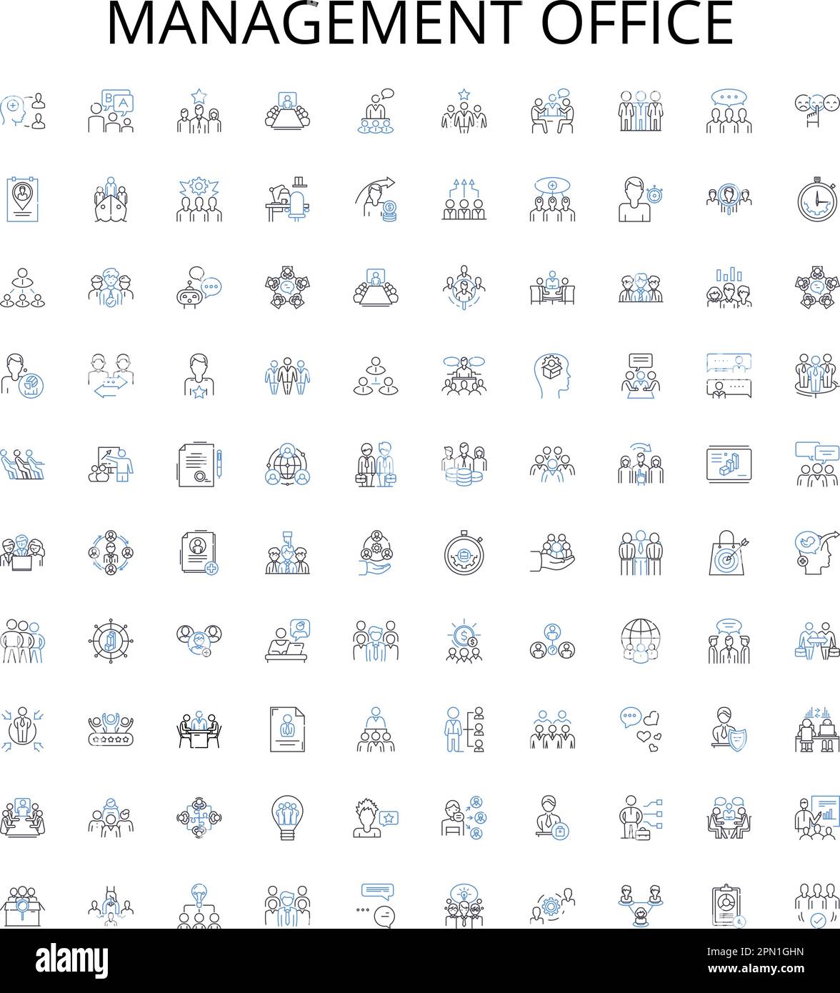 Management office outline icons collection. Office, Management ...