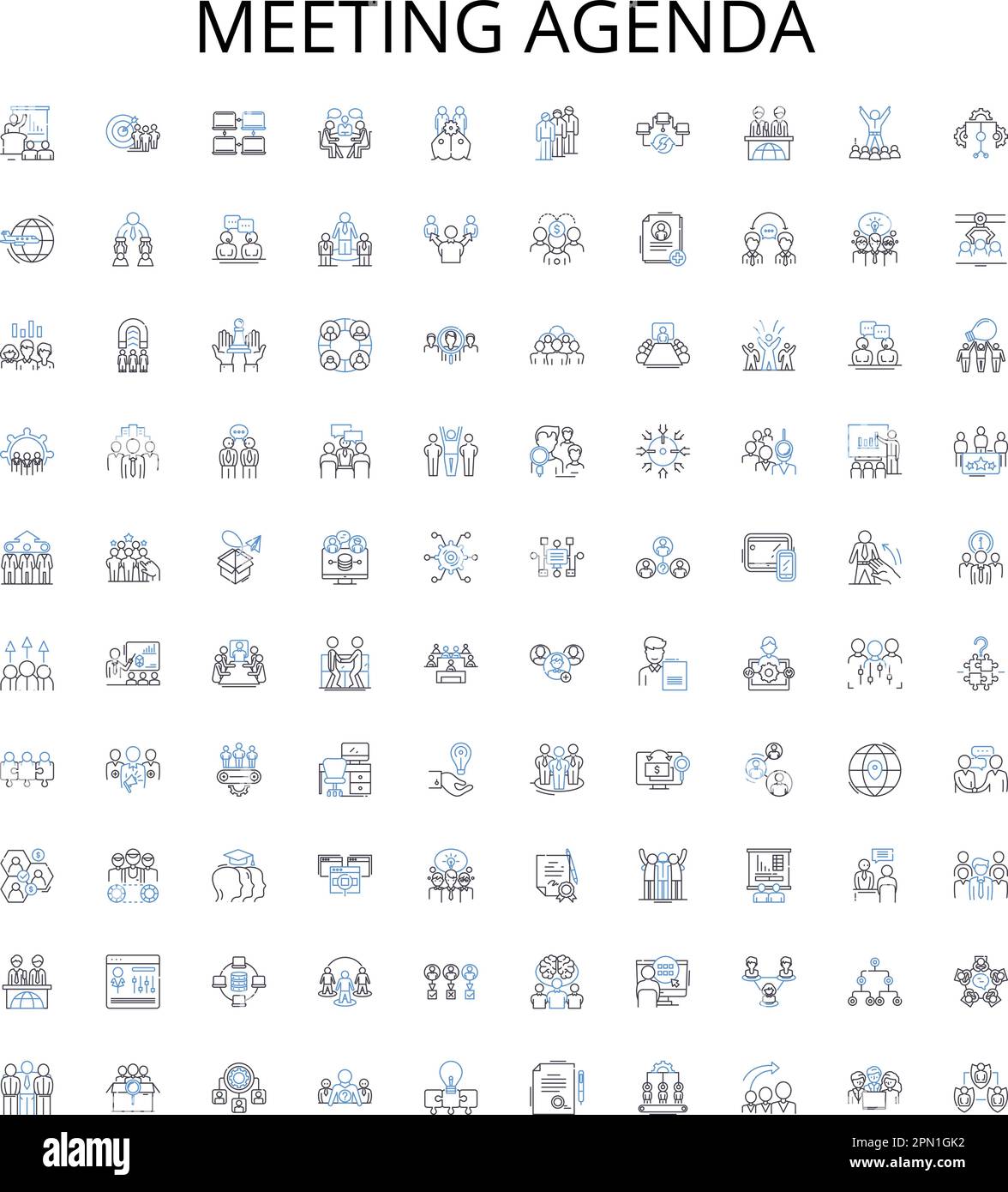 Meeting agenda outline icons collection. Agenda, Meeting, Attendees ...