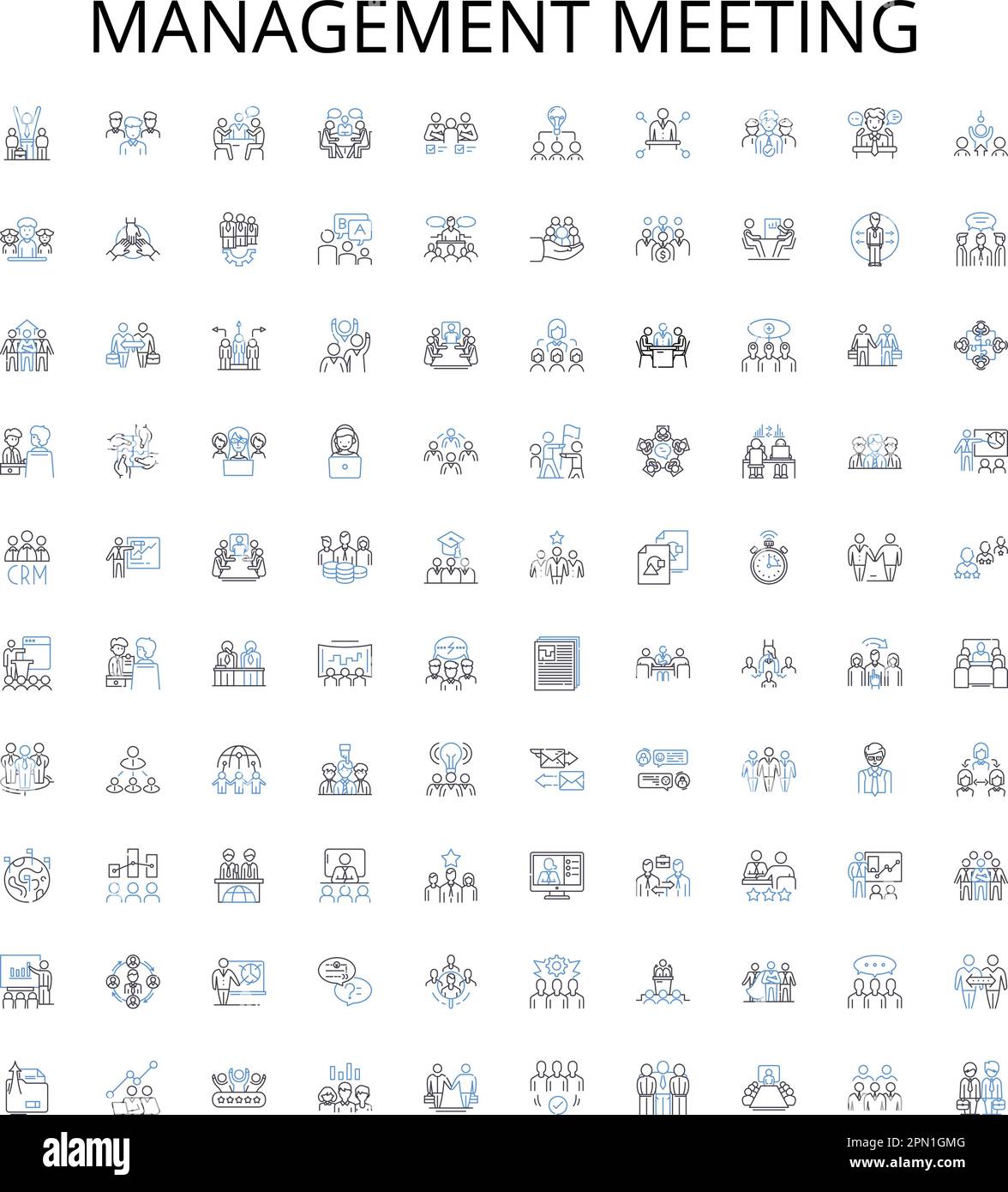 Management meeting outline icons collection. Management, Meeting ...