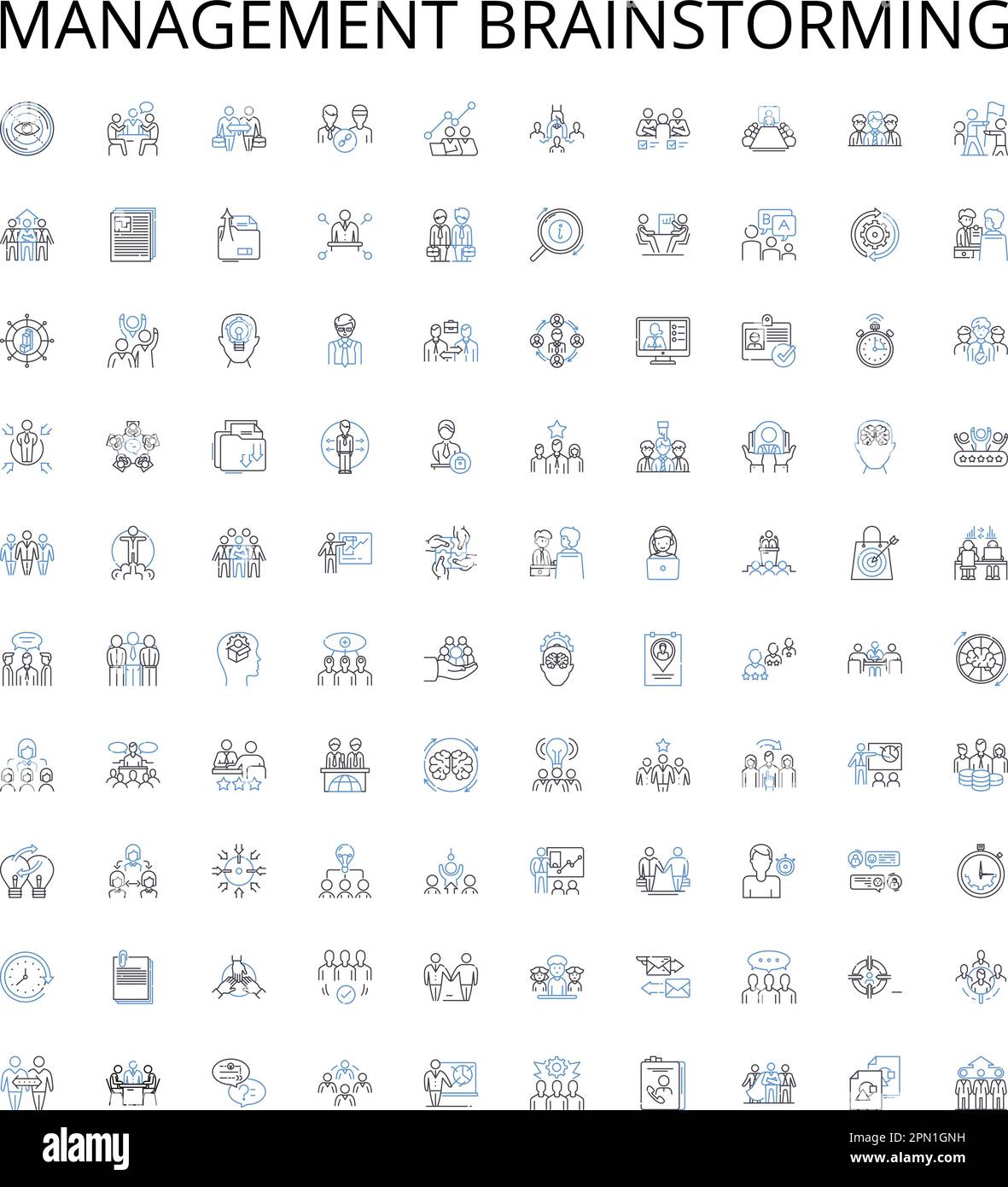 Management brainstorming outline icons collection. Brainstorming ...