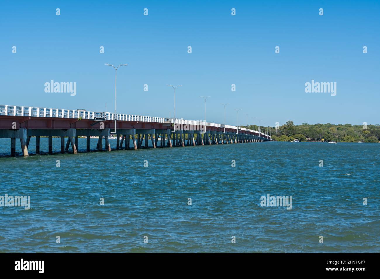 Bribie Island bridge crossing Pumicestone Passage, viewed from Sylvan ...