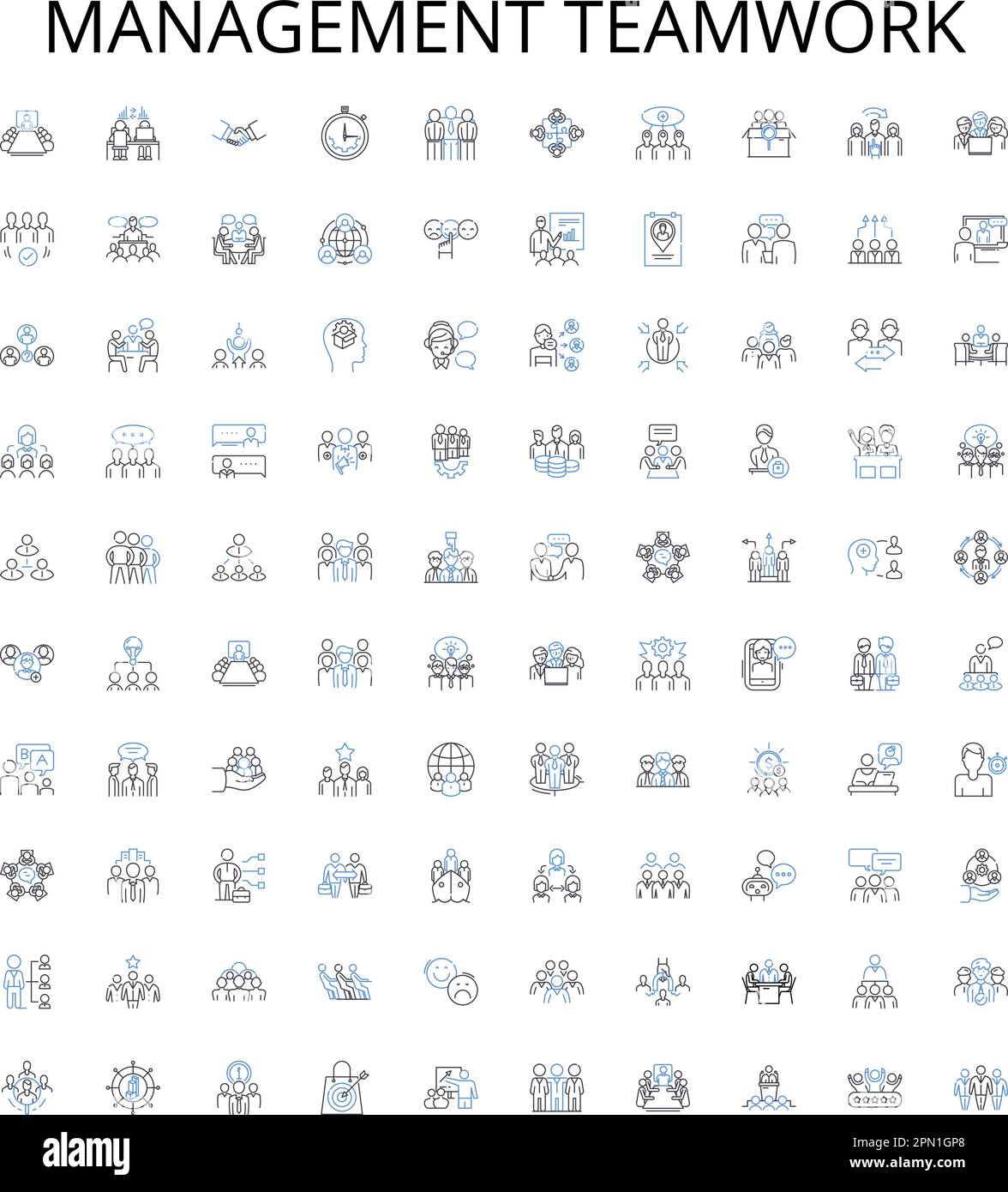 Management teamwork outline icons collection. Teamwork, Management ...