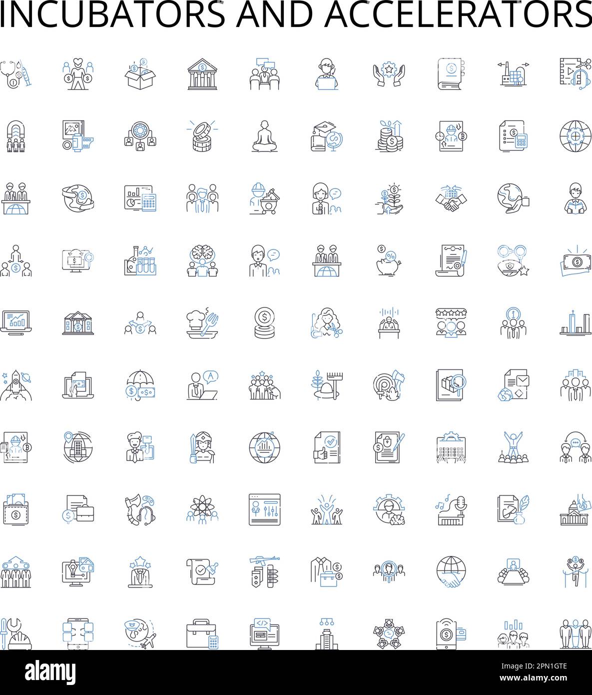 Incubators and Accelerators outline icons collection. Incubators ...