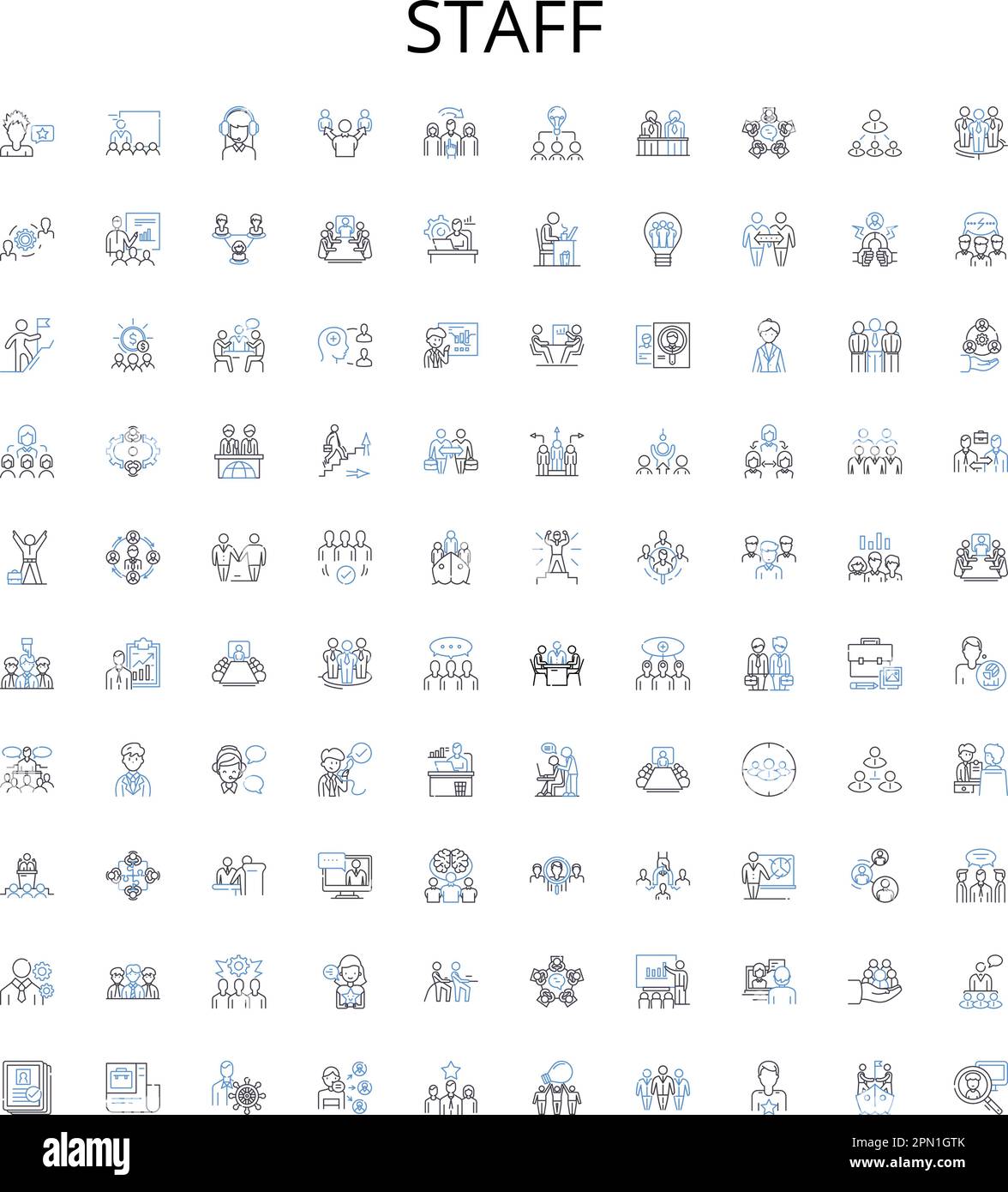 Staff outline icons collection. Personnel, Employees, Associates ...