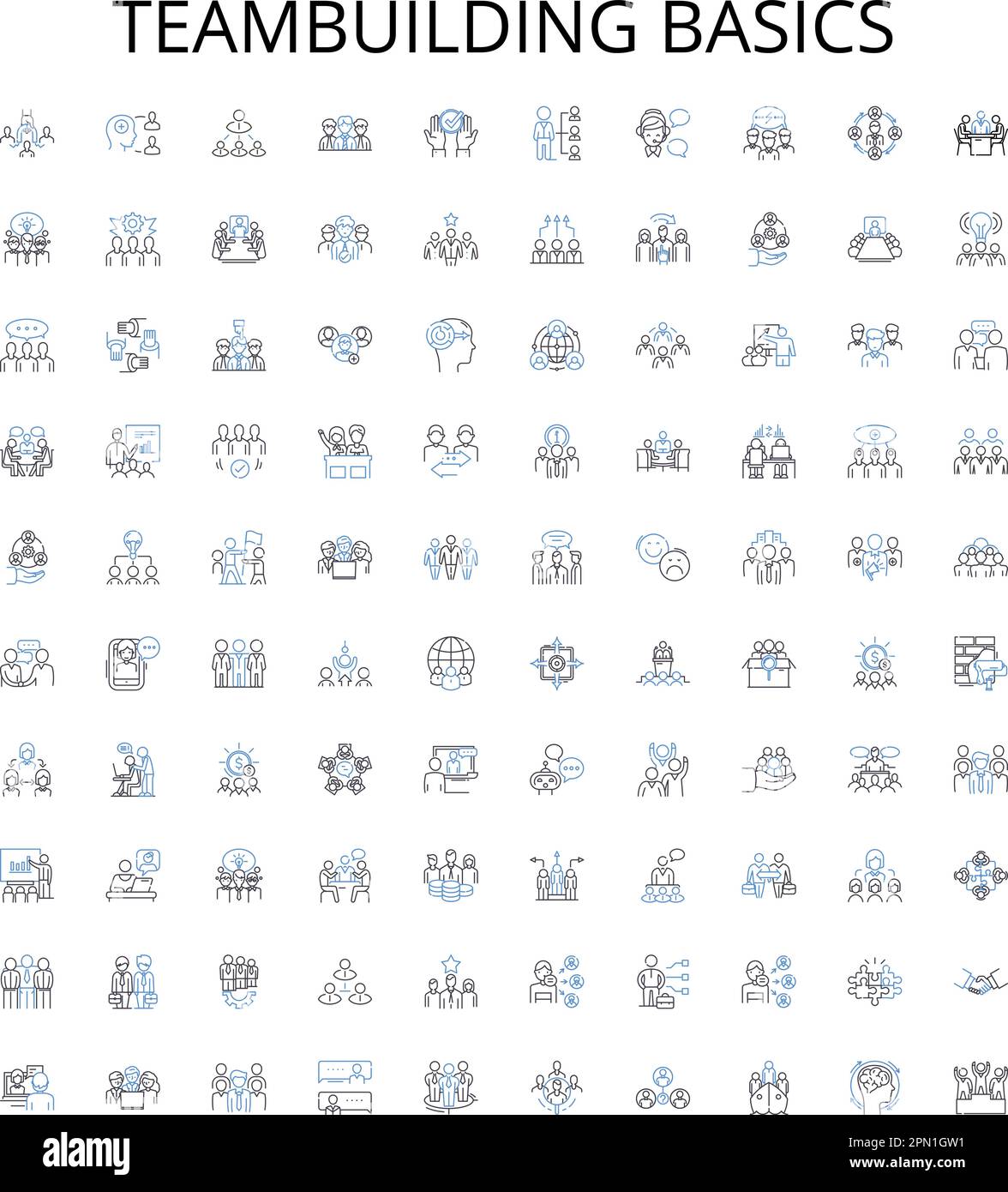 Teambuilding basics outline icons collection. Teamwork, communication ...