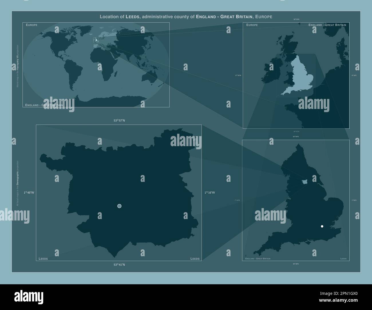 Leeds, administrative county of England - Great Britain. Diagram ...