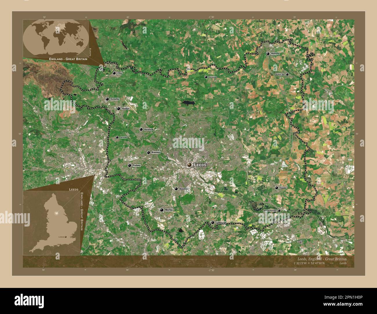 Leeds, administrative county of England - Great Britain. Low resolution ...