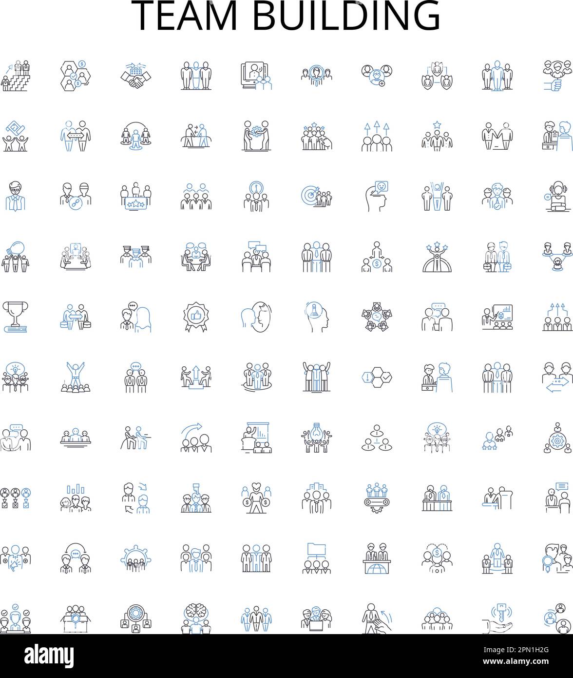 Team building outline icons collection. Teamwork, Collaboration ...