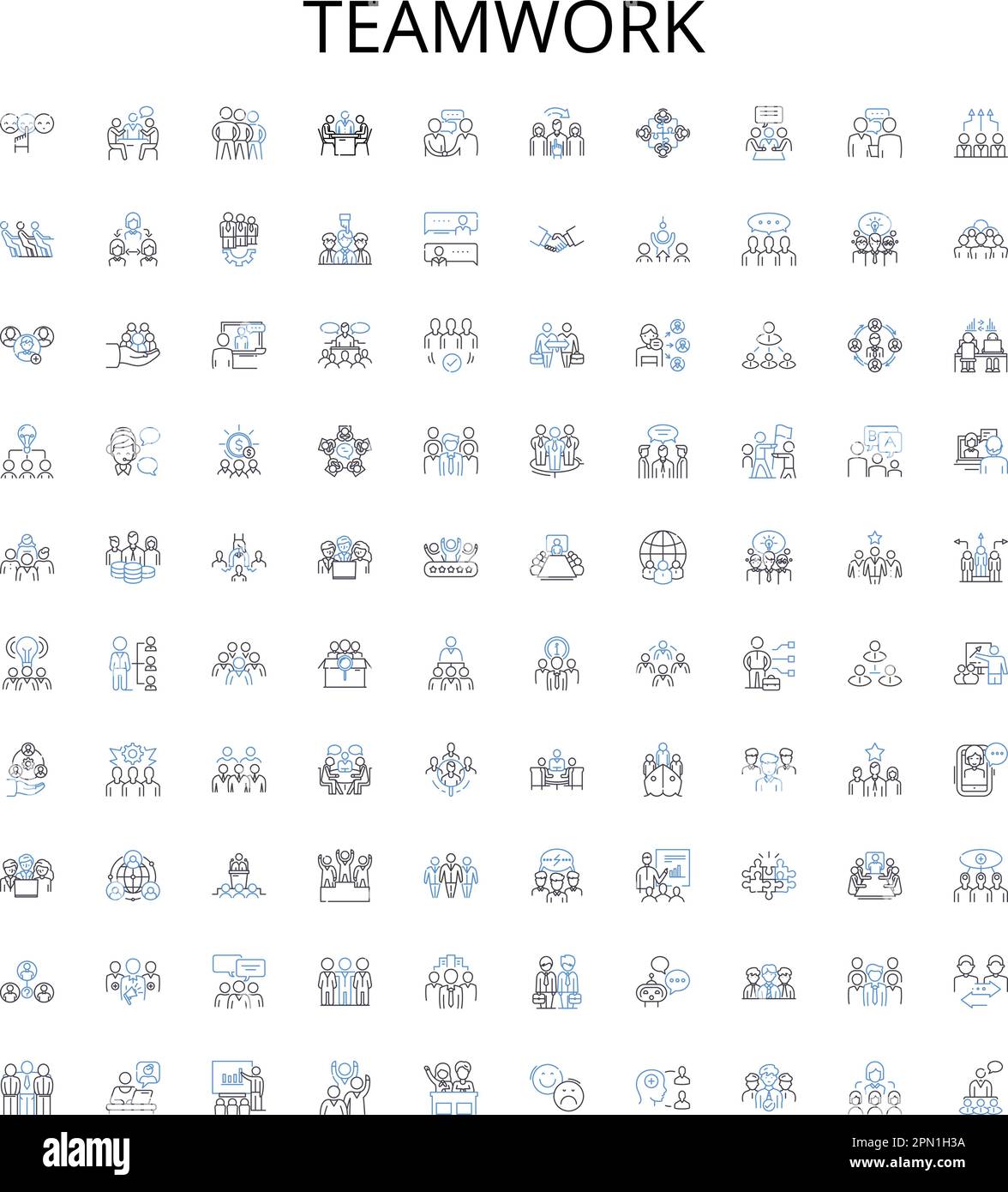 Teamwork outline icons collection. Cooperation, Collaboration, Shared ...