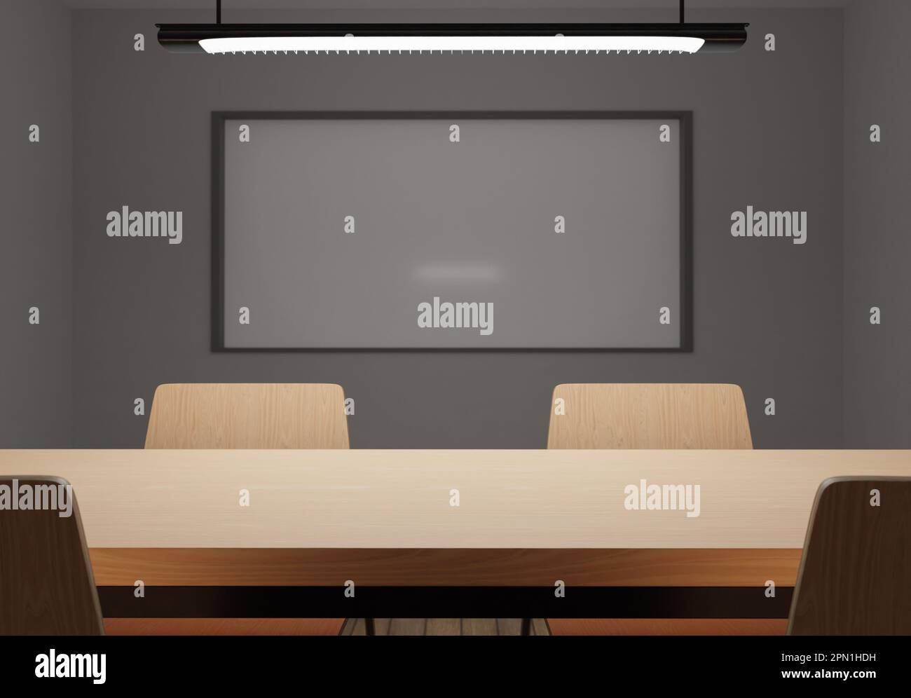 Conference room or a compact classroom, focus on the table, 3d ...