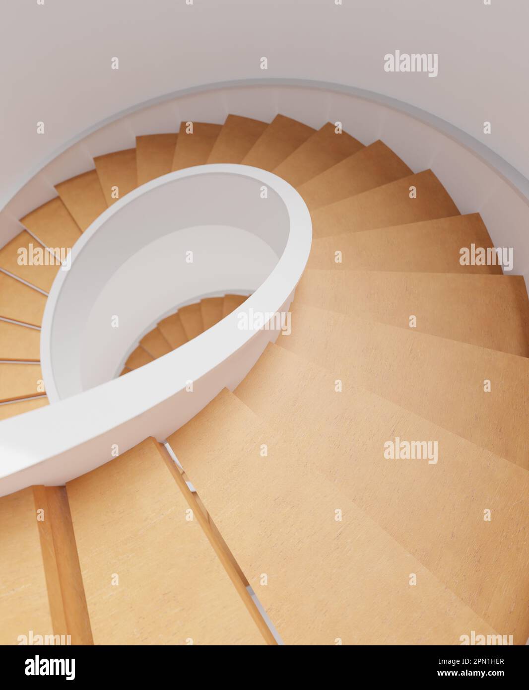 Spiral staircase top view, 3d rendering. Digital illustration of curved ...