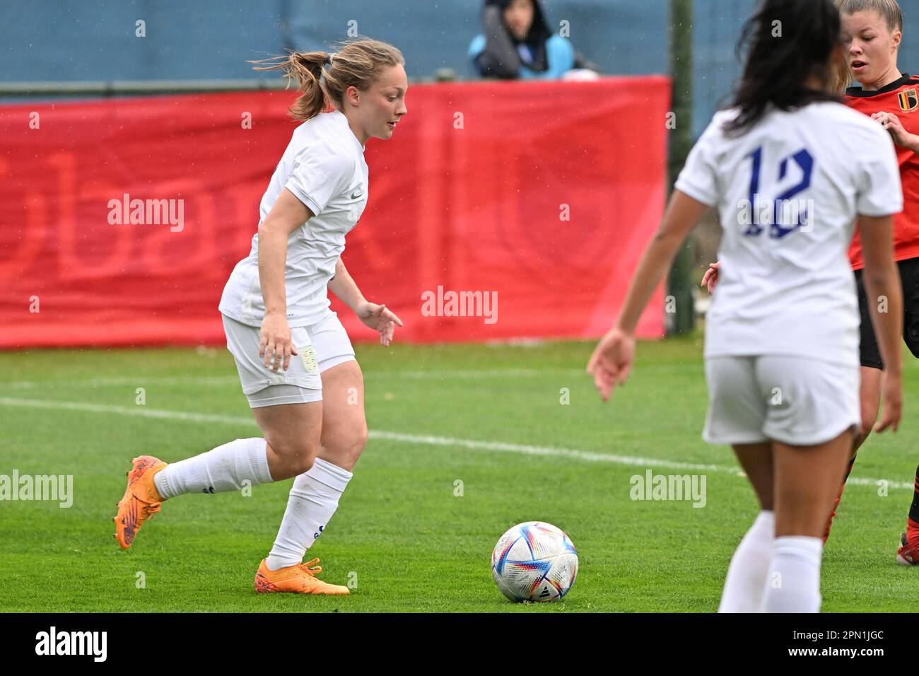 Angela Addison (7) of England pictured during a friendly women soccer ...